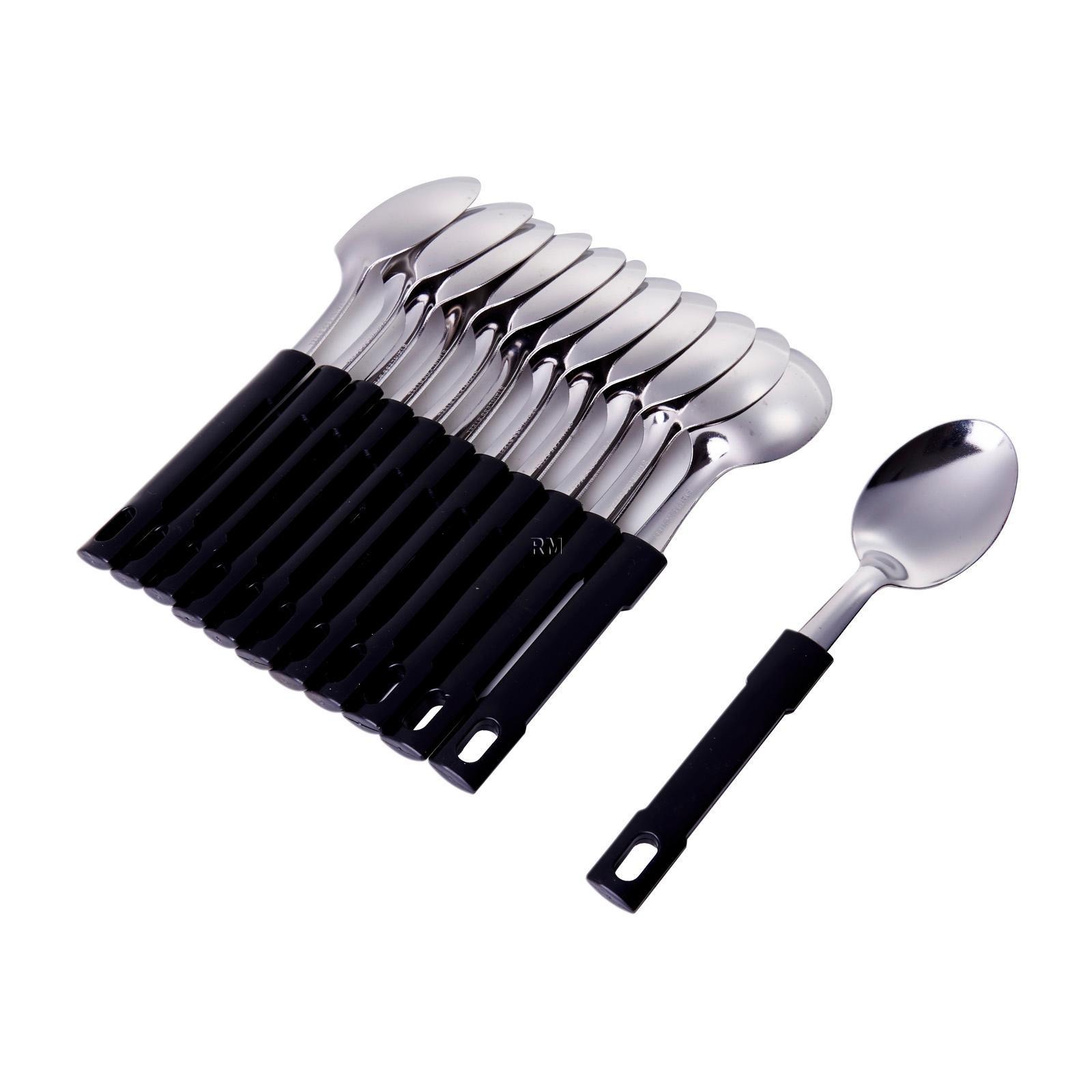 Poo Lee Stainless Steel Dessert Spoon (Black) 12Pcs | NTUC FairPrice