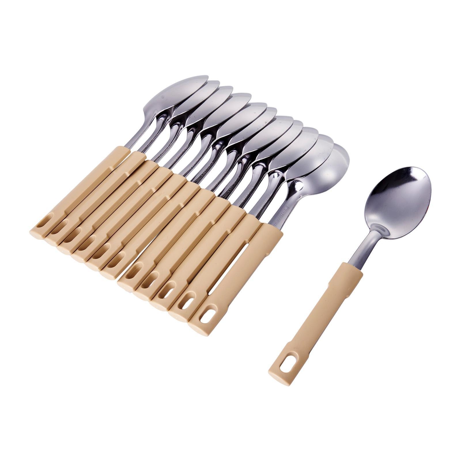 Poo Lee Stainless Steel Dessert Spoon (Beige) 12Pcs | NTUC FairPrice