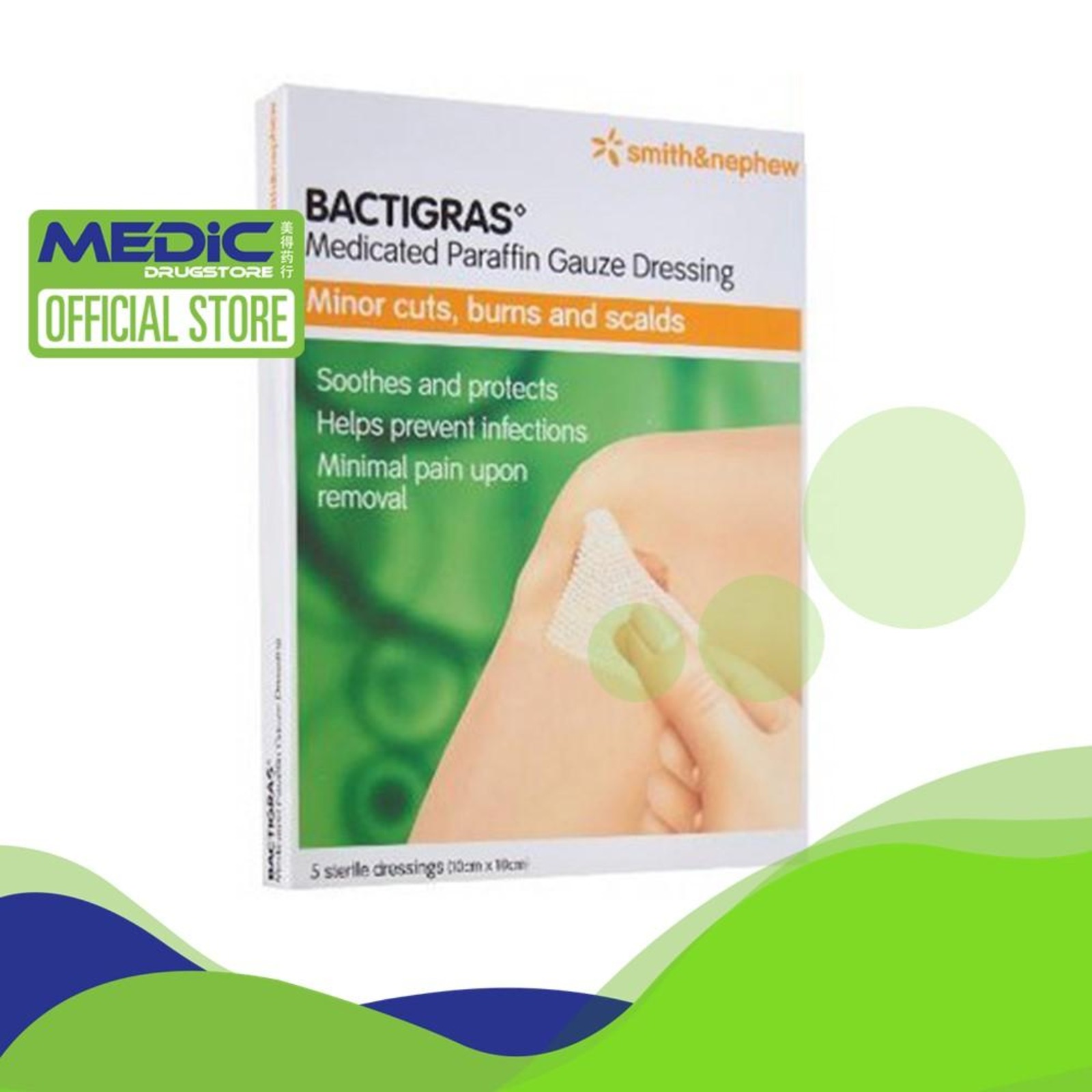 SMITH & NEPHEW BACTIGRAS Medicated Paraffin Gauze (10Cmx10Cm) | NTUC ...