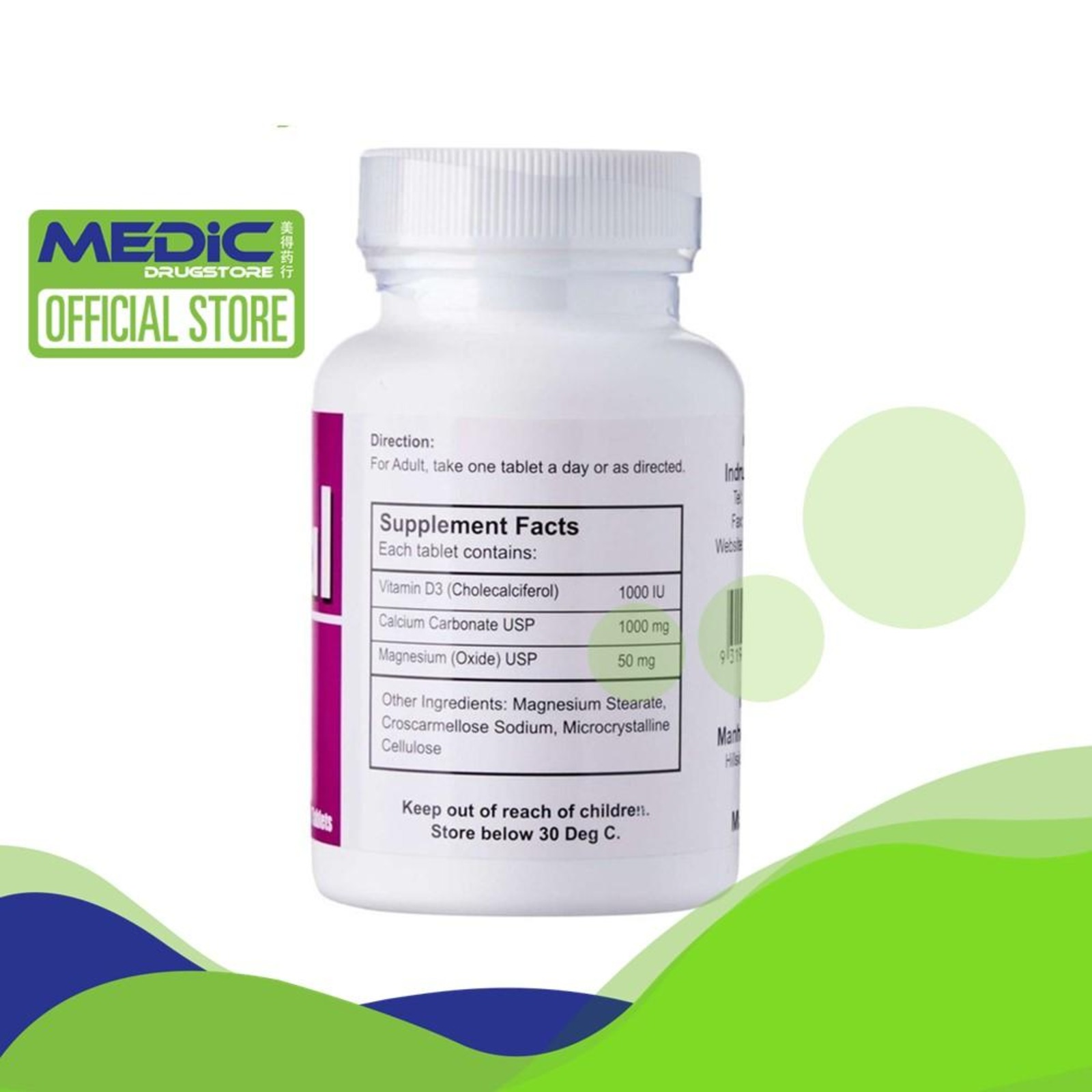 Hi-Dcal Calcium + Vitamin D3 1000Iu 60s - By Medic Drugstore | NTUC ...