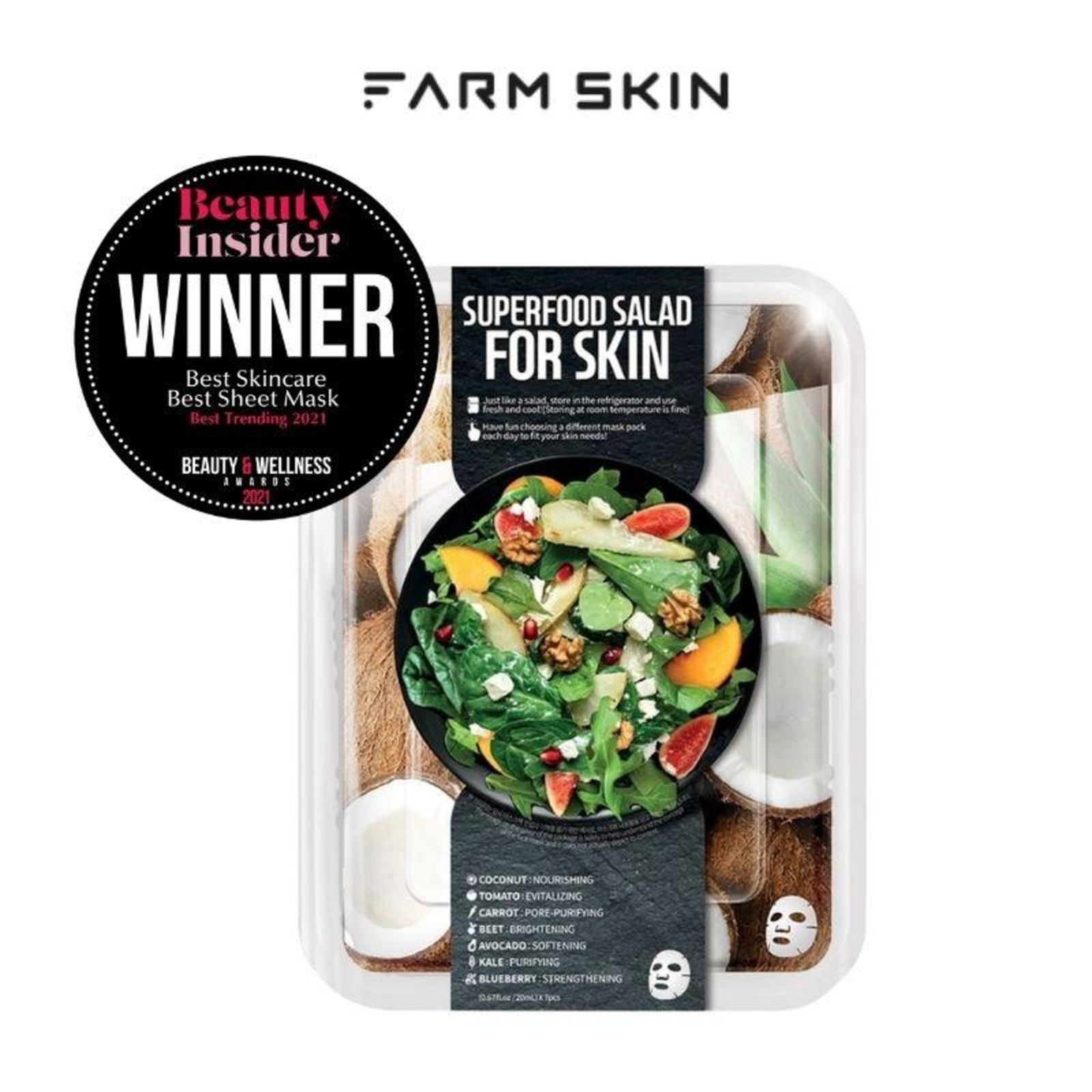 Farmskin Superfood Salad Facial Sheet Mask Set - Coconut | NTUC FairPrice