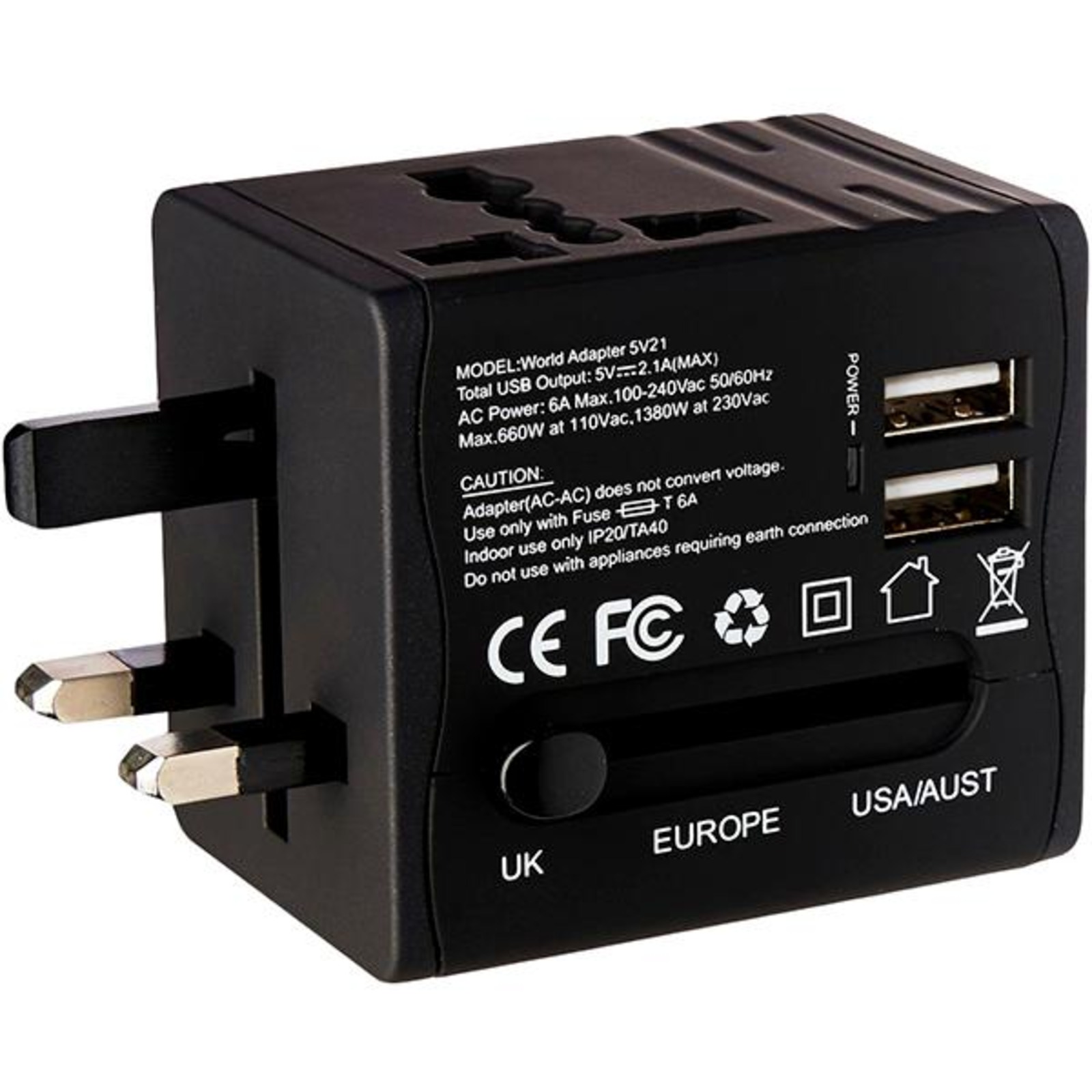 OEM Universal Travel Adapter (Black) | NTUC FairPrice