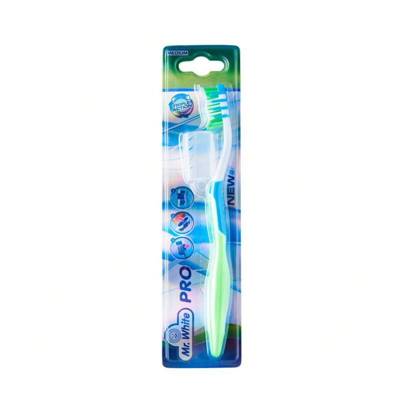 Mr White Pro Toothbrush With Cover Medium | NTUC FairPrice