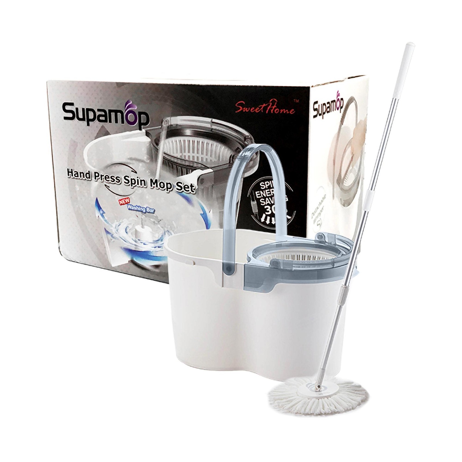 Supamop M500 White Spin Mop - Spin for Washing and Dry | NTUC FairPrice