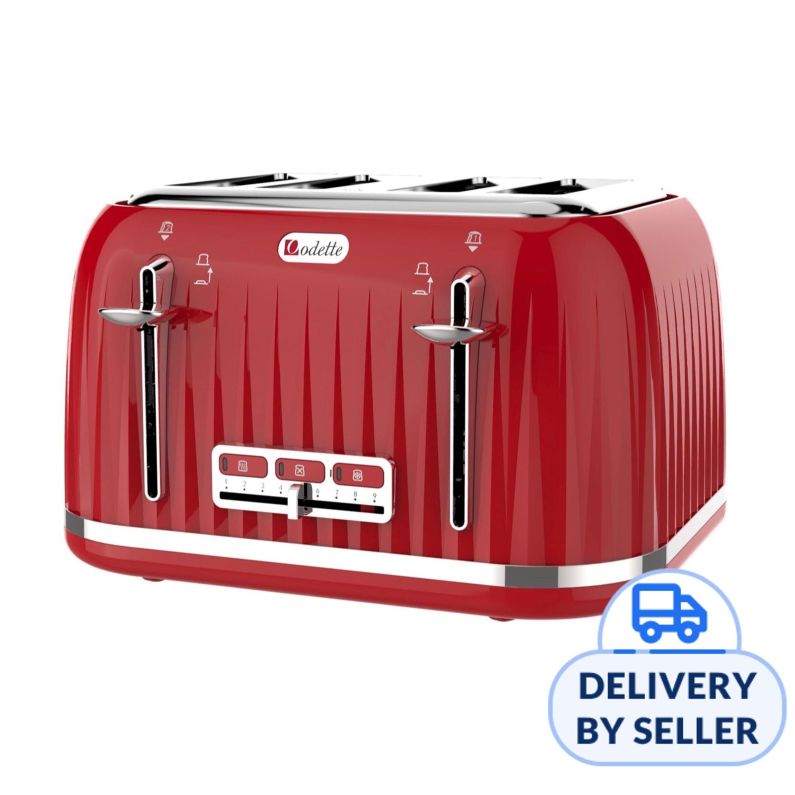 Odette Jukebox Series 4-Slice Bread Toaster (Red) | NTUC FairPrice