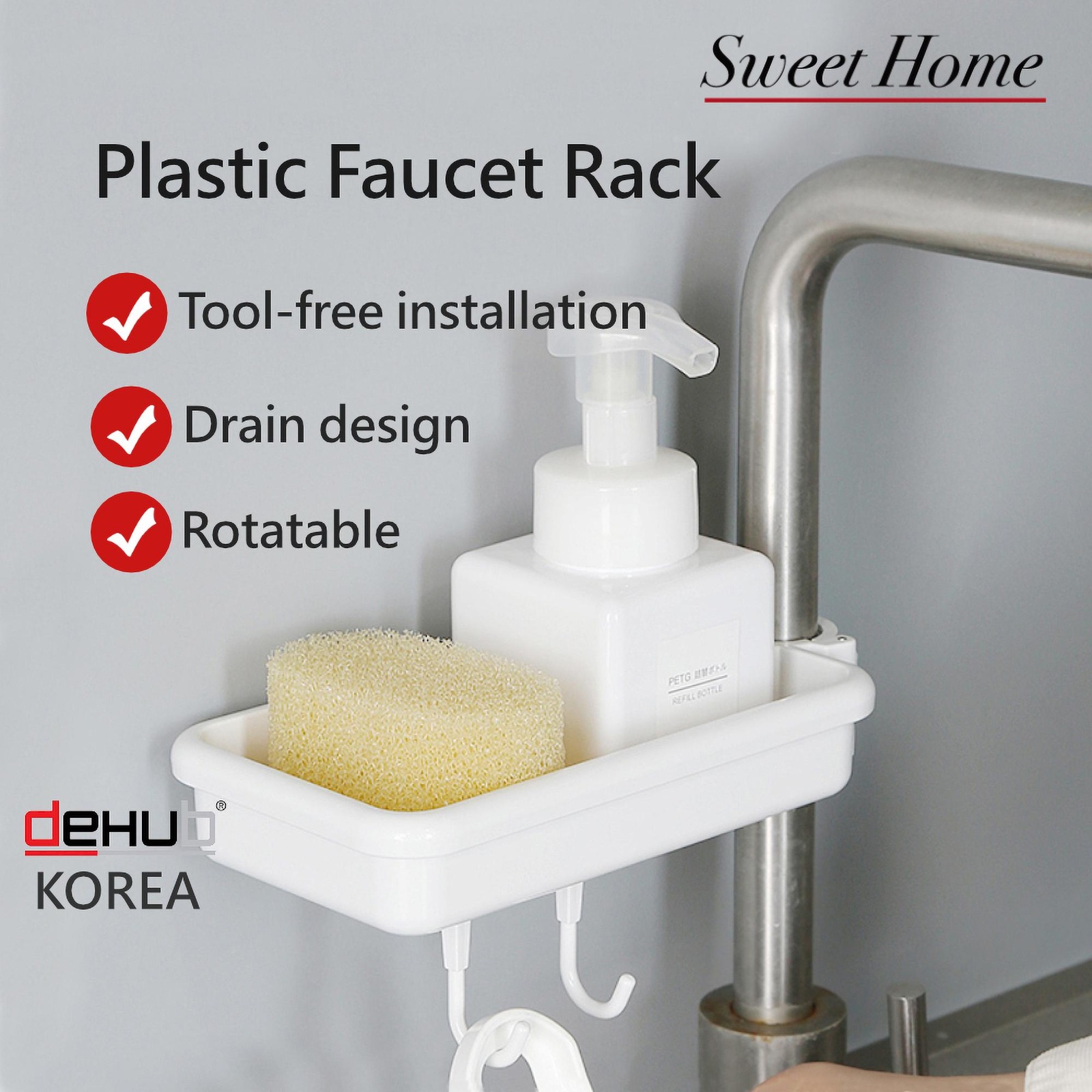 DeHub One-click Lock Rotatable Faucet Shelf | NTUC FairPrice