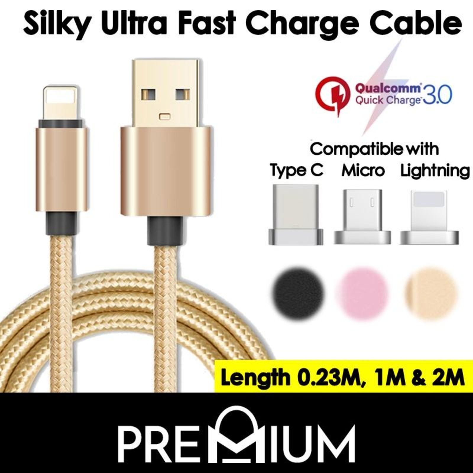 PremiumSG Silky Fast Charge USB to iOS 2M (Rose Gold) | NTUC FairPrice