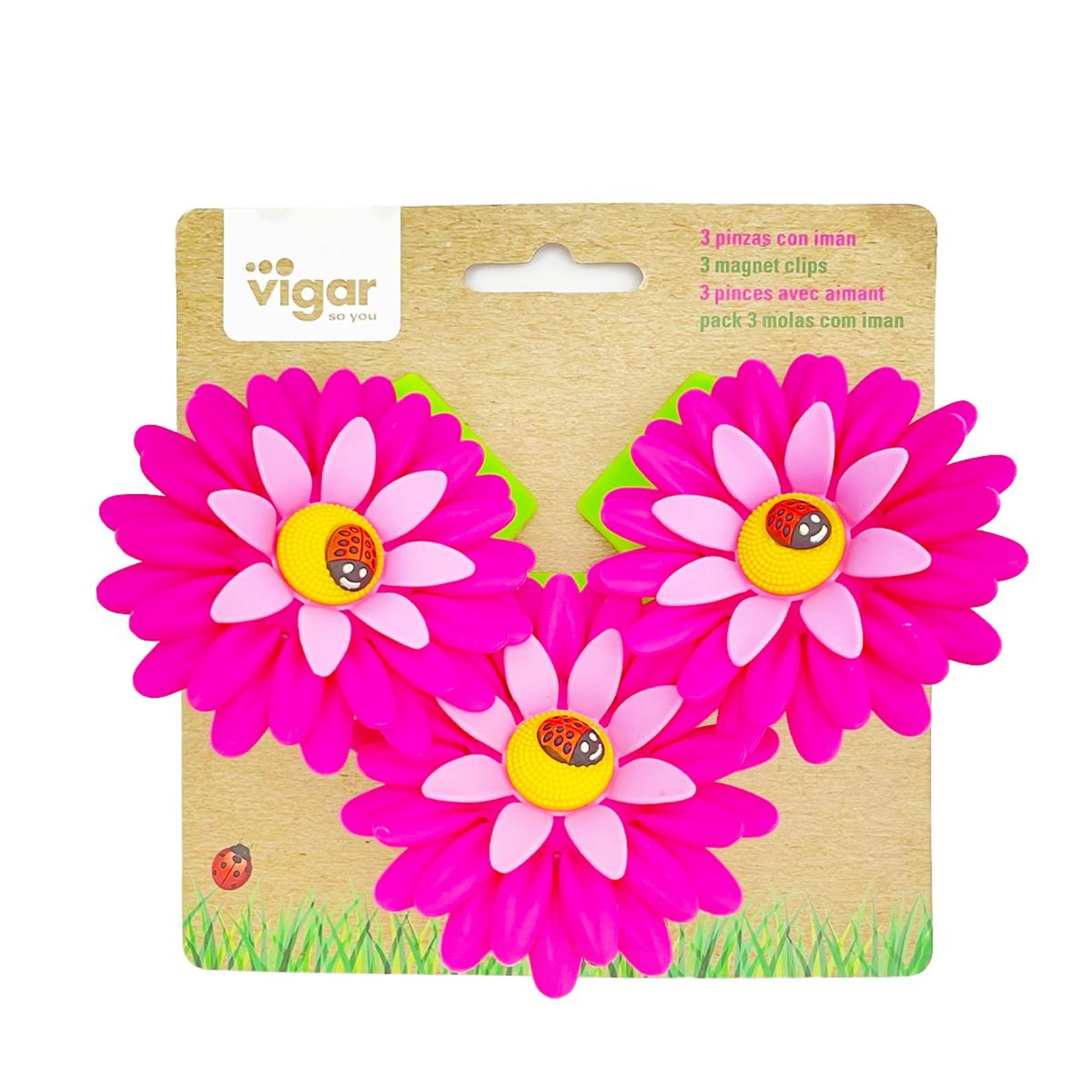 Vigar Flower Power Fridge Pink Magnet Clip | NTUC FairPrice