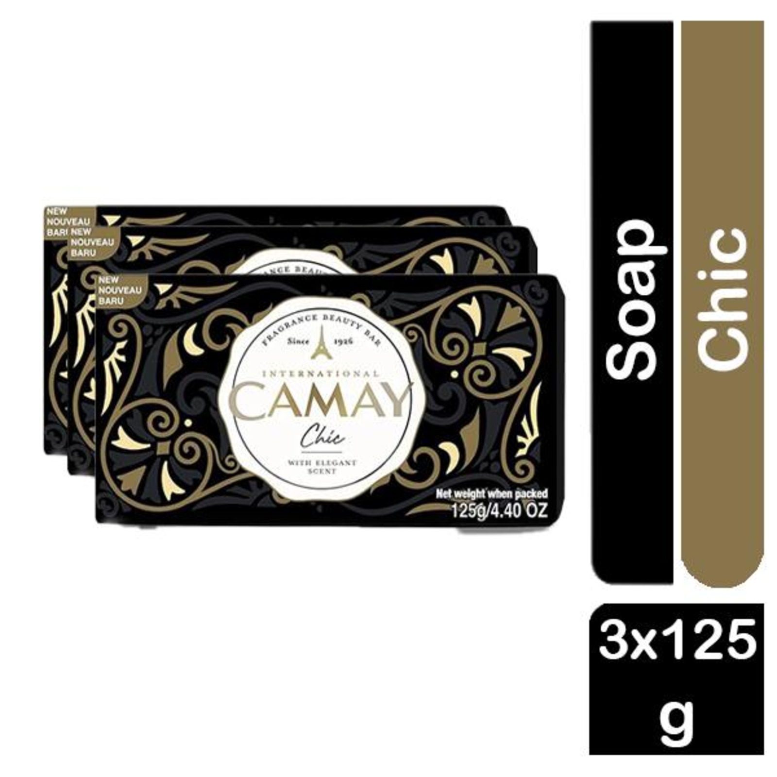 Camay Chic Natural Beauty Bar with Elegant Scent 3X125G | NTUC FairPrice