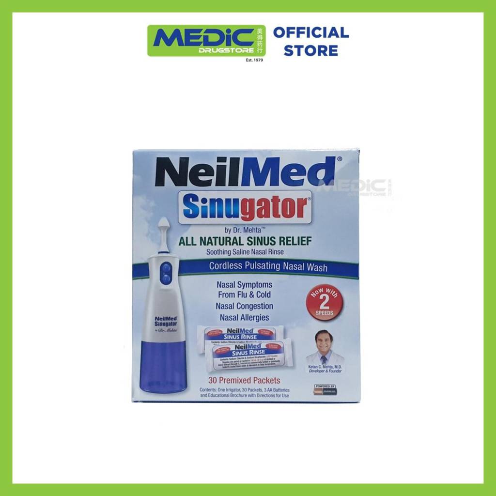 NeilMed Sinugator Cordless Pulsating Nasal Wash + 30 Packs | NTUC FairPrice