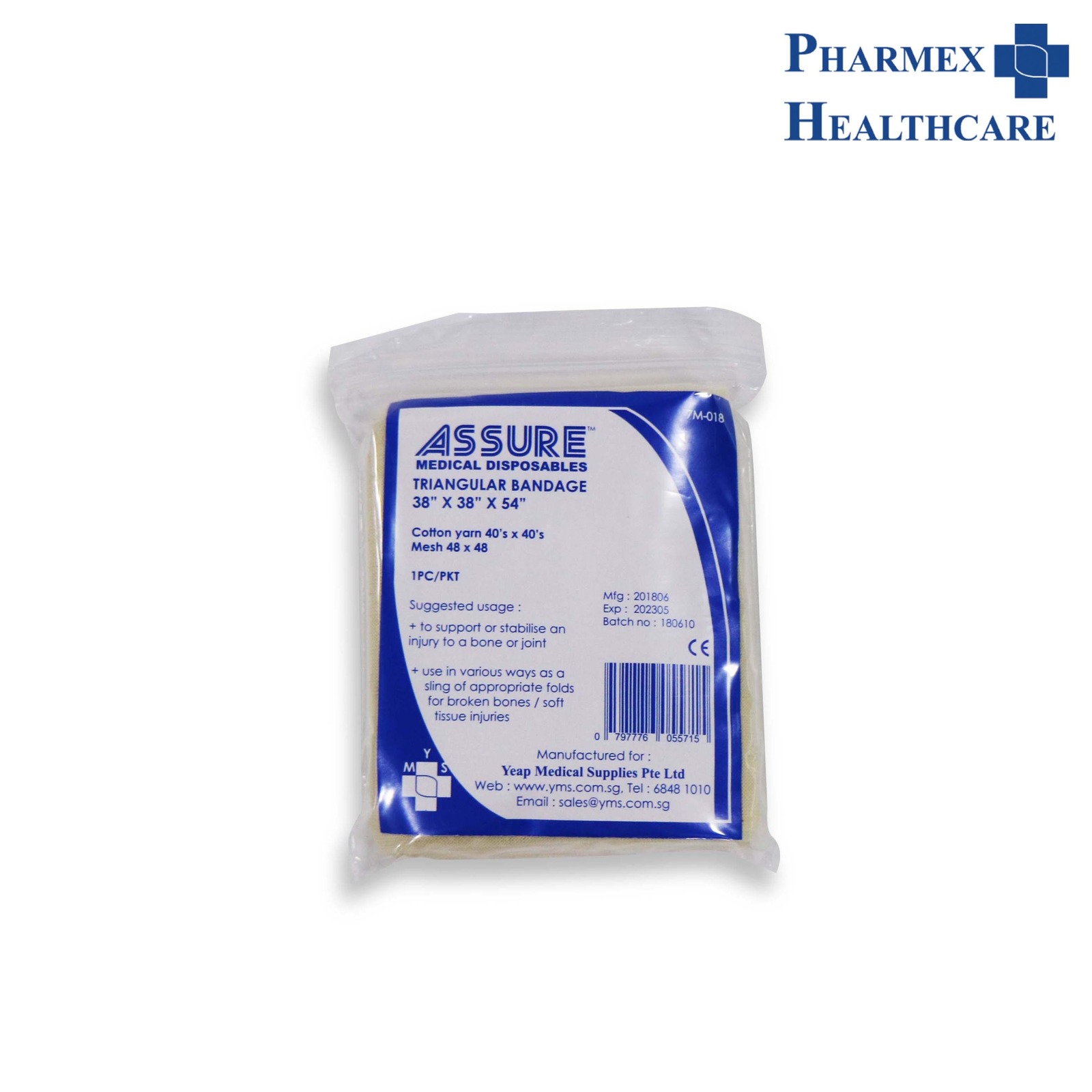 Assure Triangular Bandage 95cm X 95cm X 135cm Mesh 48X48 | NTUC FairPrice