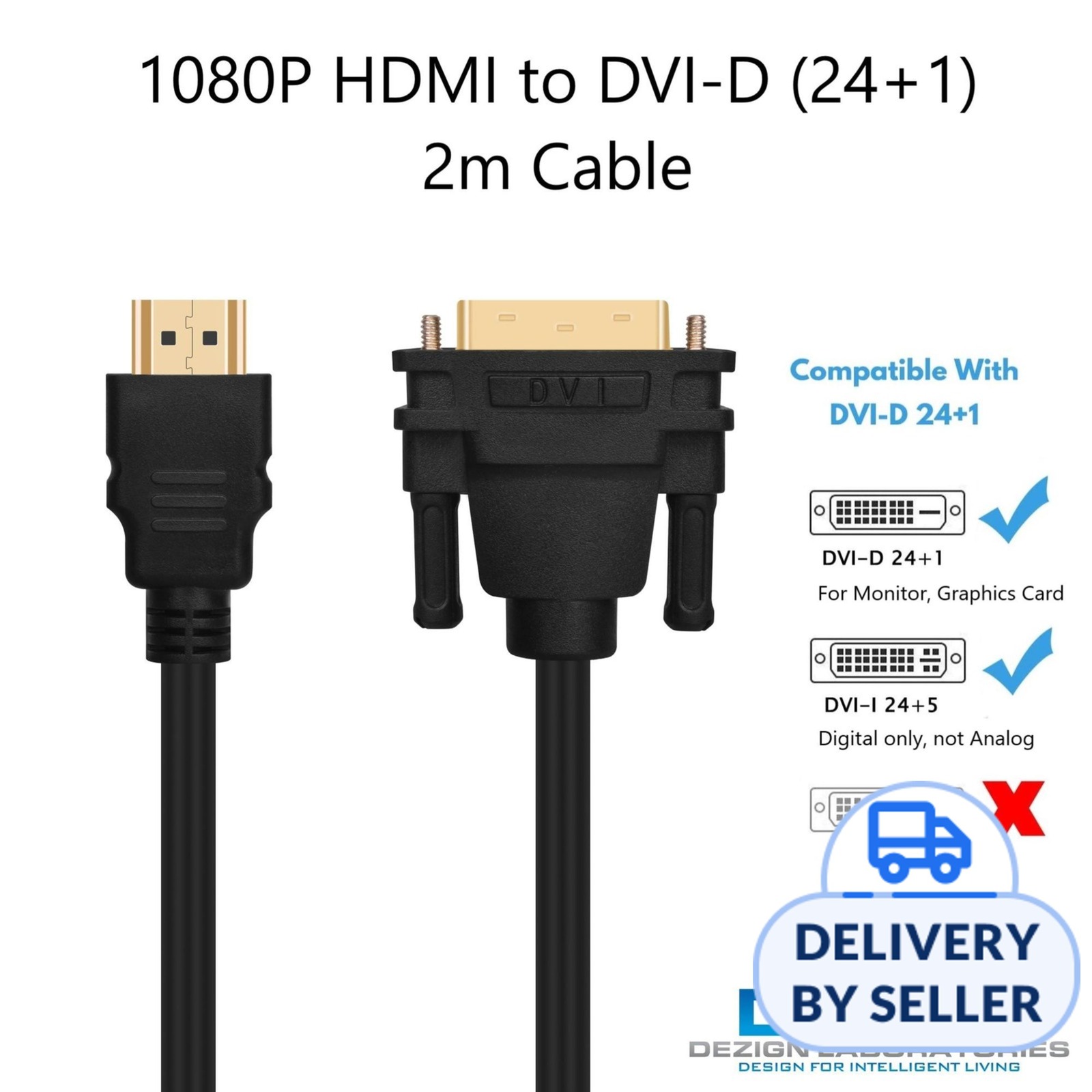 D.LAB Full HD 1080P HDMI To DVI-D (24+1) 2m Cable (B6233) | NTUC FairPrice