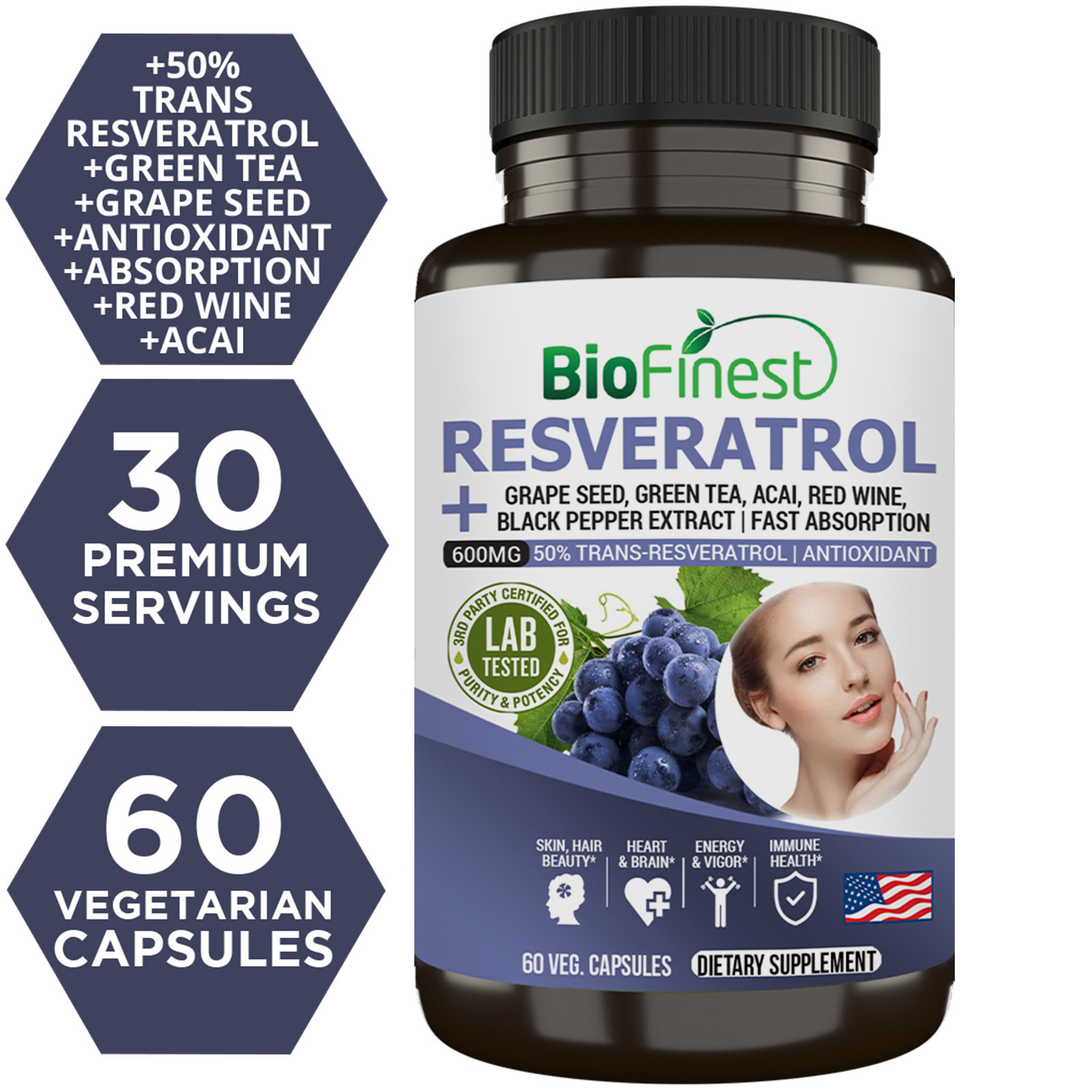 Biofinest Resveratrol 1200mg Supplement Anti Aging Skin Beaut | NTUC ...