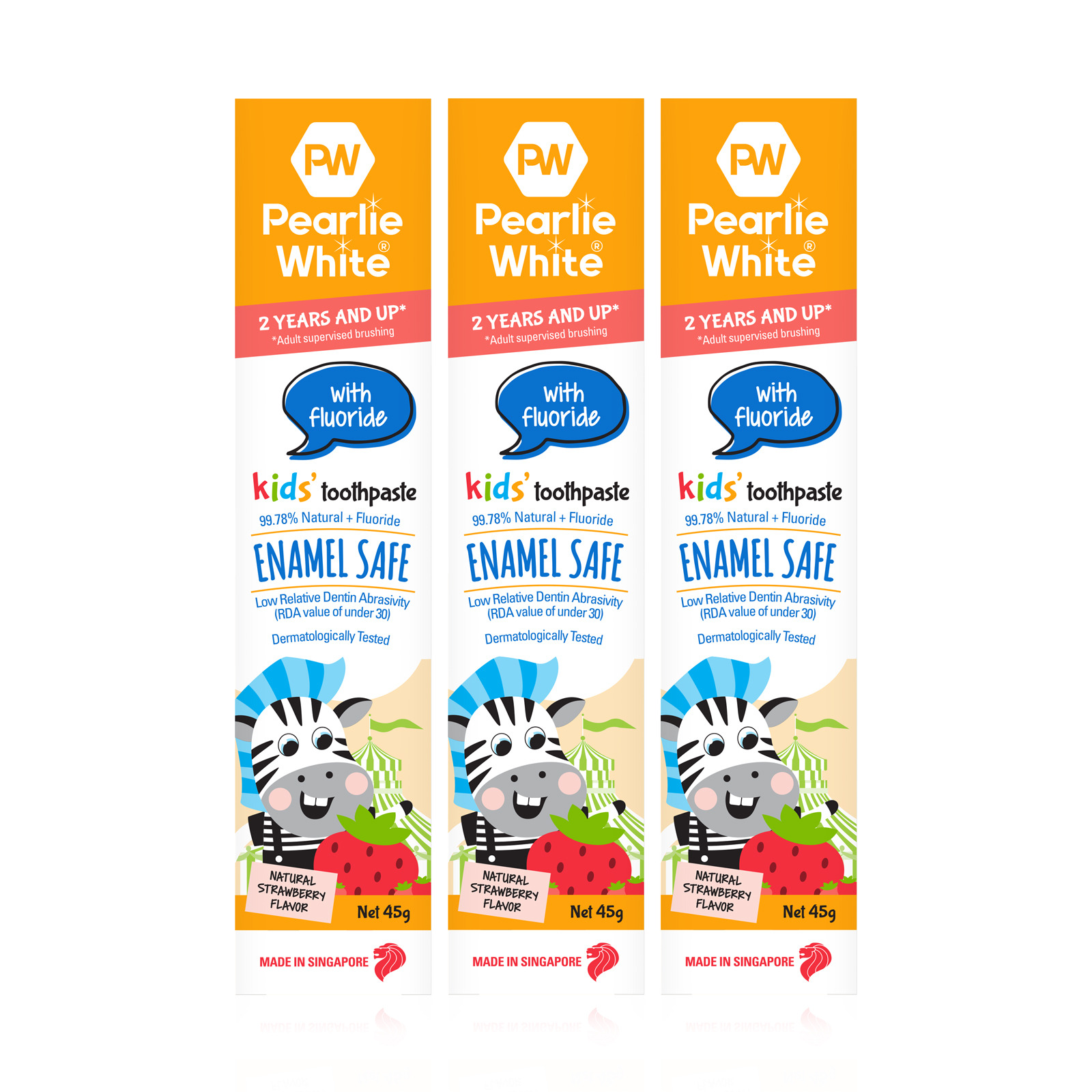 Pearlie White Enamel Safe Kids Strawberry Fluoride Toothpaste | NTUC ...