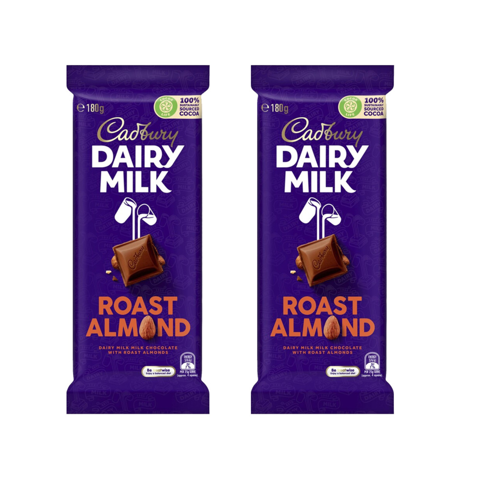 Cadbury Dairy Milk Roasted Almond Block 180g Bundle of 2 | NTUC FairPrice