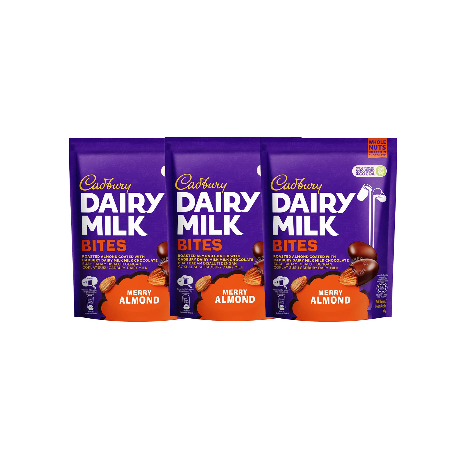 Cadbury Dairy Milk Bites Merry Almond 50g Bundle of 3 | NTUC FairPrice
