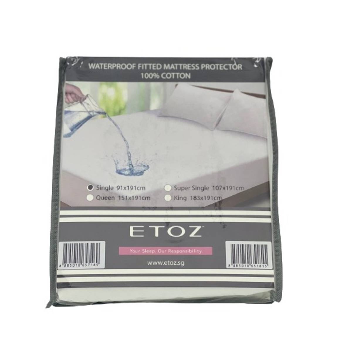 Etoz Waterproof fitted mattress protector - 100% cotton fabri | NTUC ...