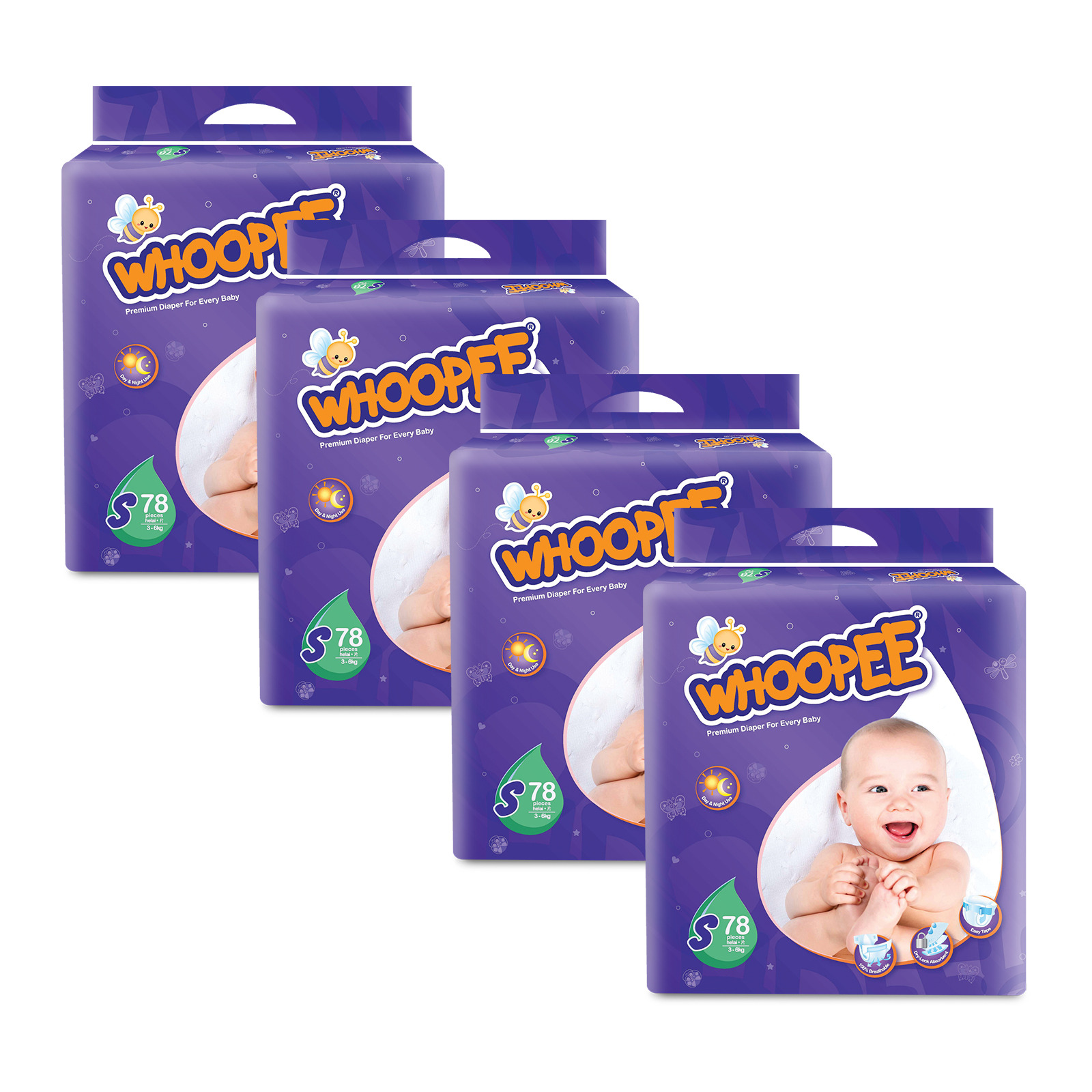 Oji Whoopee Tape Diapers S Carton of 4 packs | NTUC FairPrice