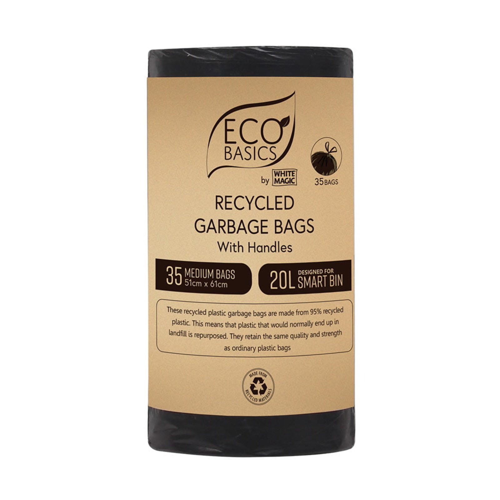 White Magic Eco Basics Degradable Garbage Bags Medium 20L | NTUC FairPrice