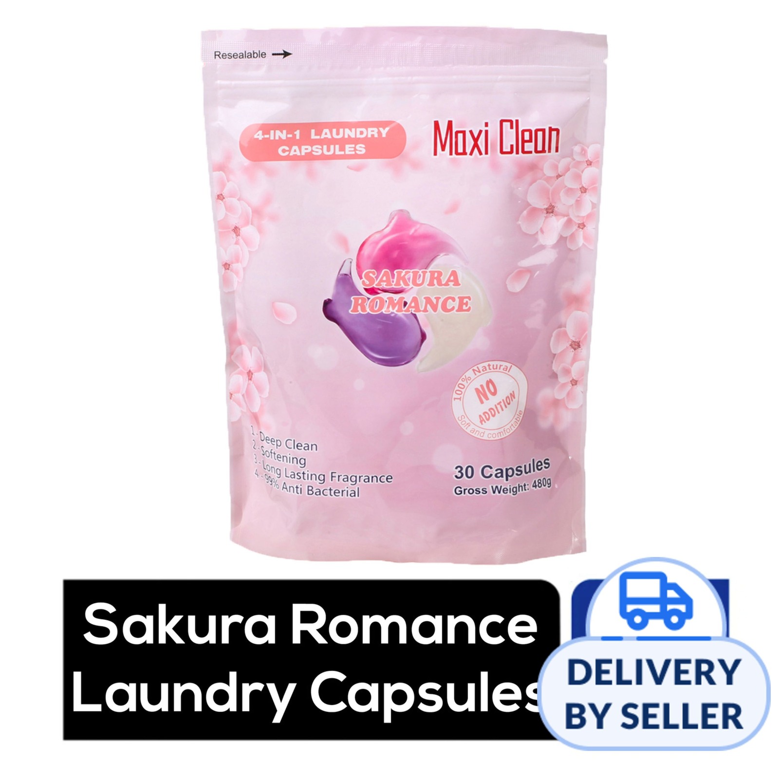 Maxi Clean 4in1 Laundry Capsules Pods - Sakura Romance Refill | NTUC ...