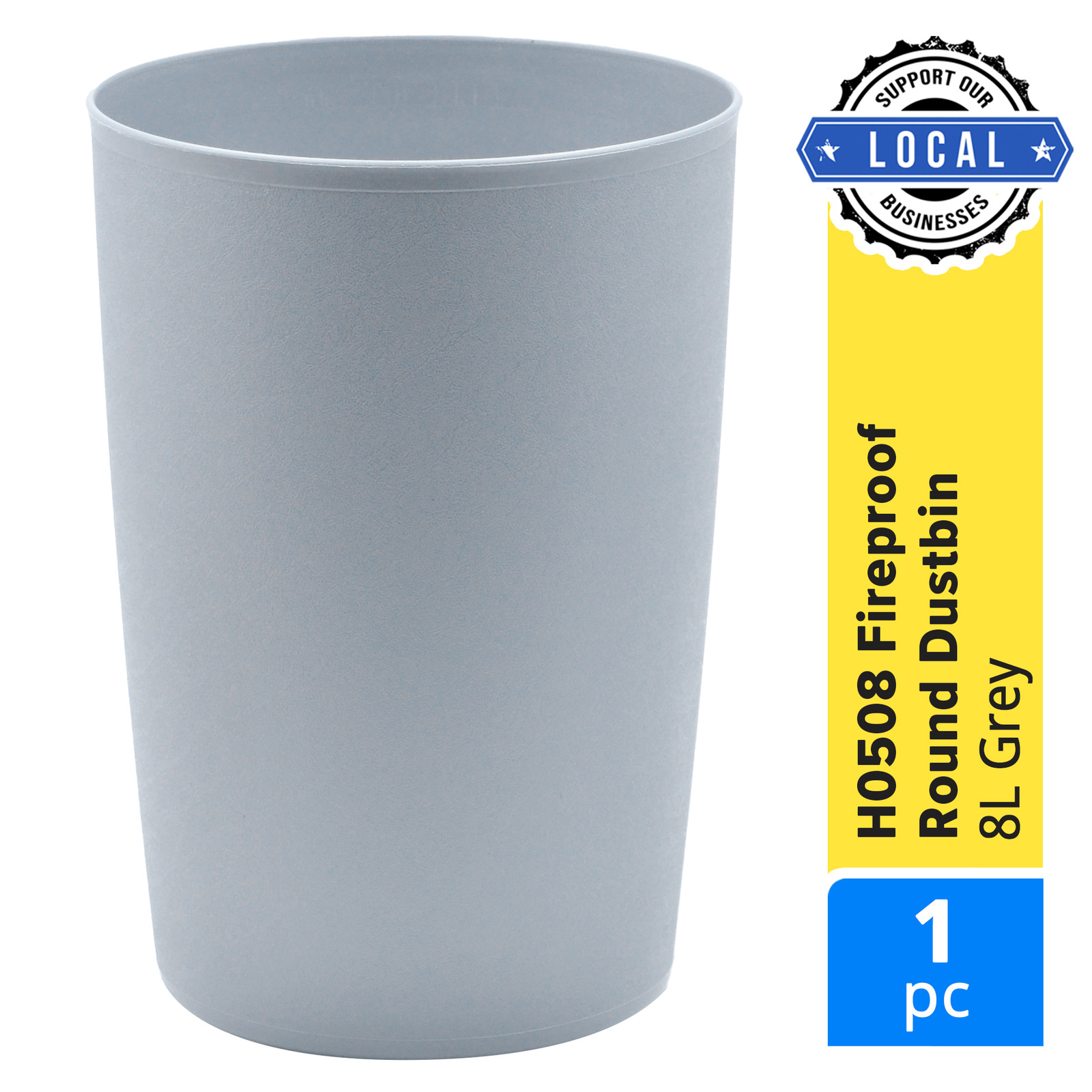 BLS H0508 Fireproof Round Dustbin 8L Grey | NTUC FairPrice