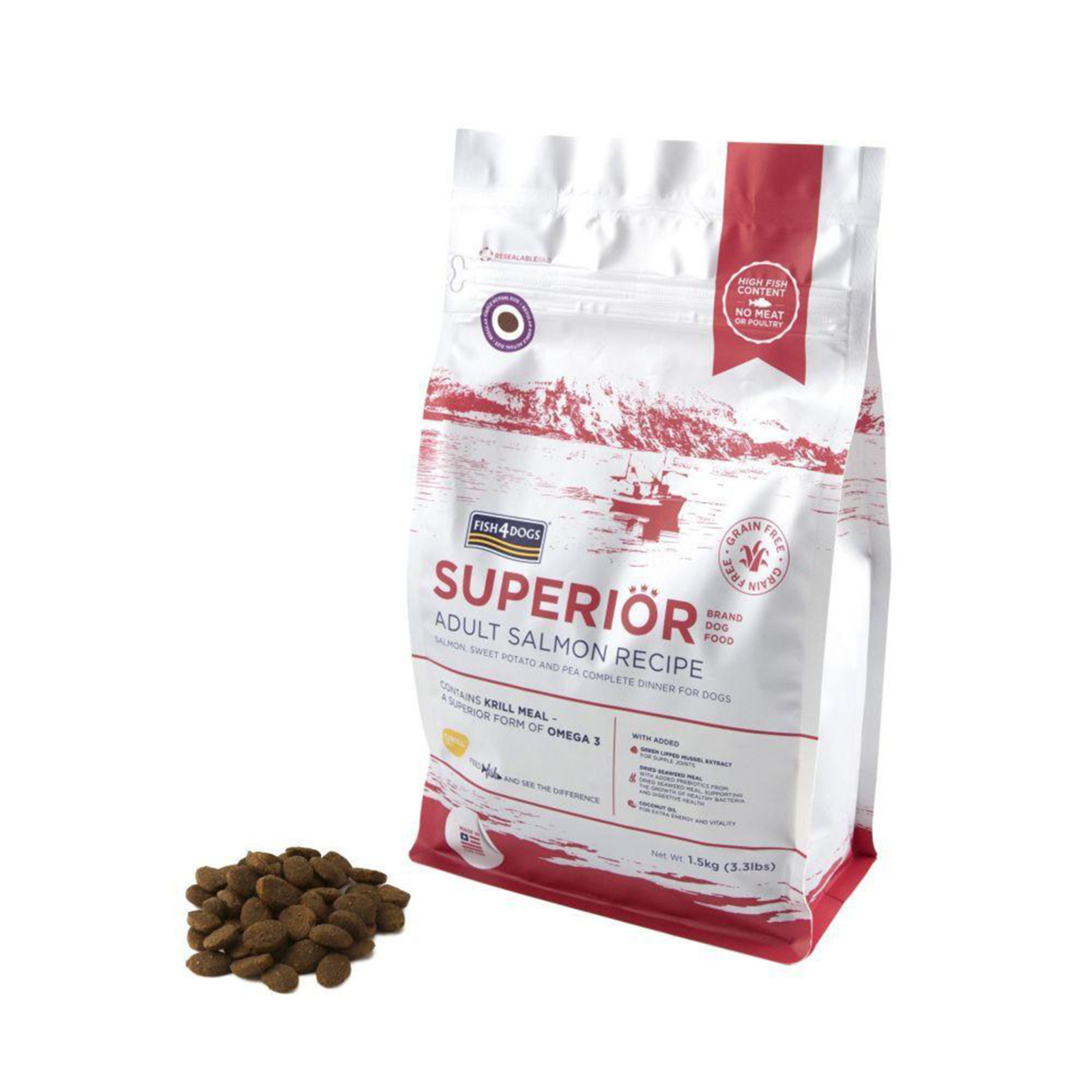 Fish 4 Dogs Superior Adult Salmon with Krill Big kibbles | NTUC FairPrice