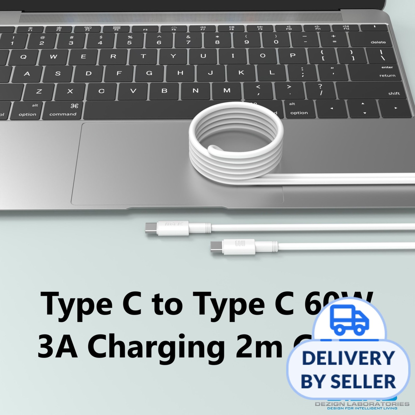 D.LAB Type C To Type C 60W 3A 2m Cable (TB1323) White | NTUC FairPrice