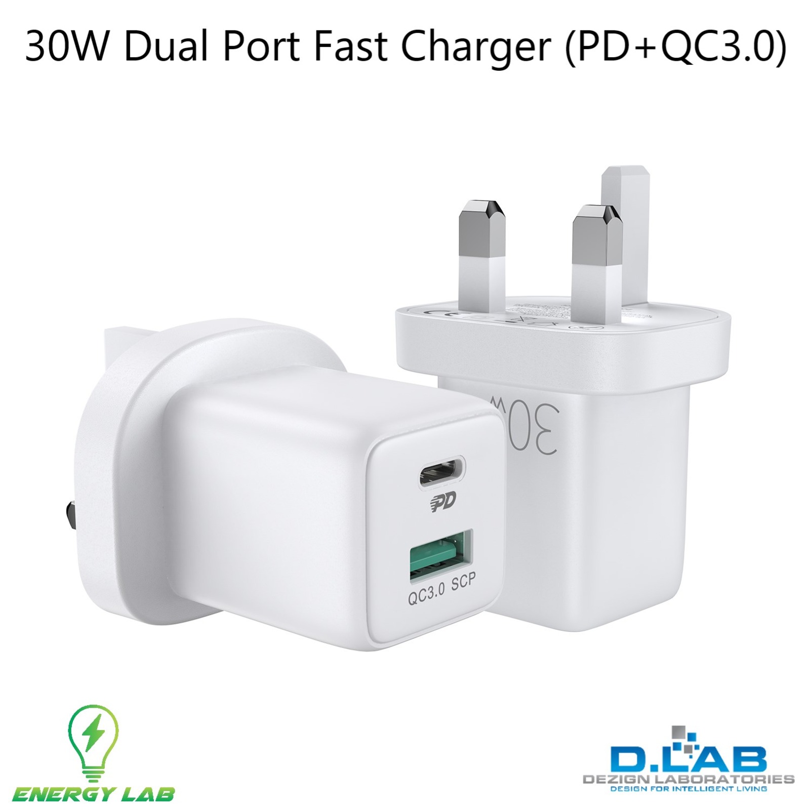 D.LAB 30W Dual Port Fast Charger PD + QC3.0 (QP303) | NTUC FairPrice