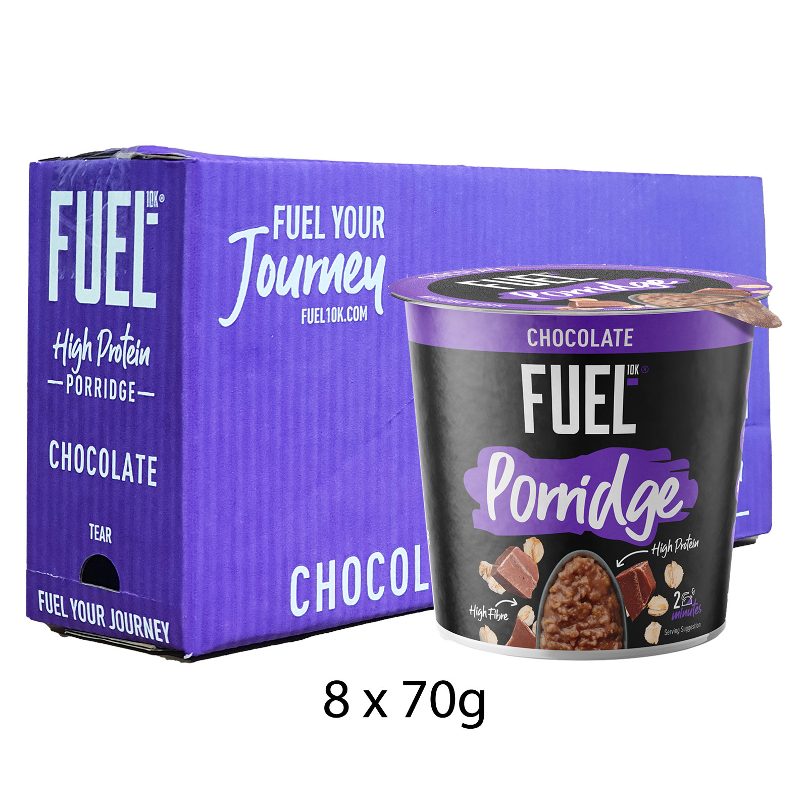 FUEL10K Chocolate High Protein Oat Porridge 8 X 70G - Case | NTUC FairPrice