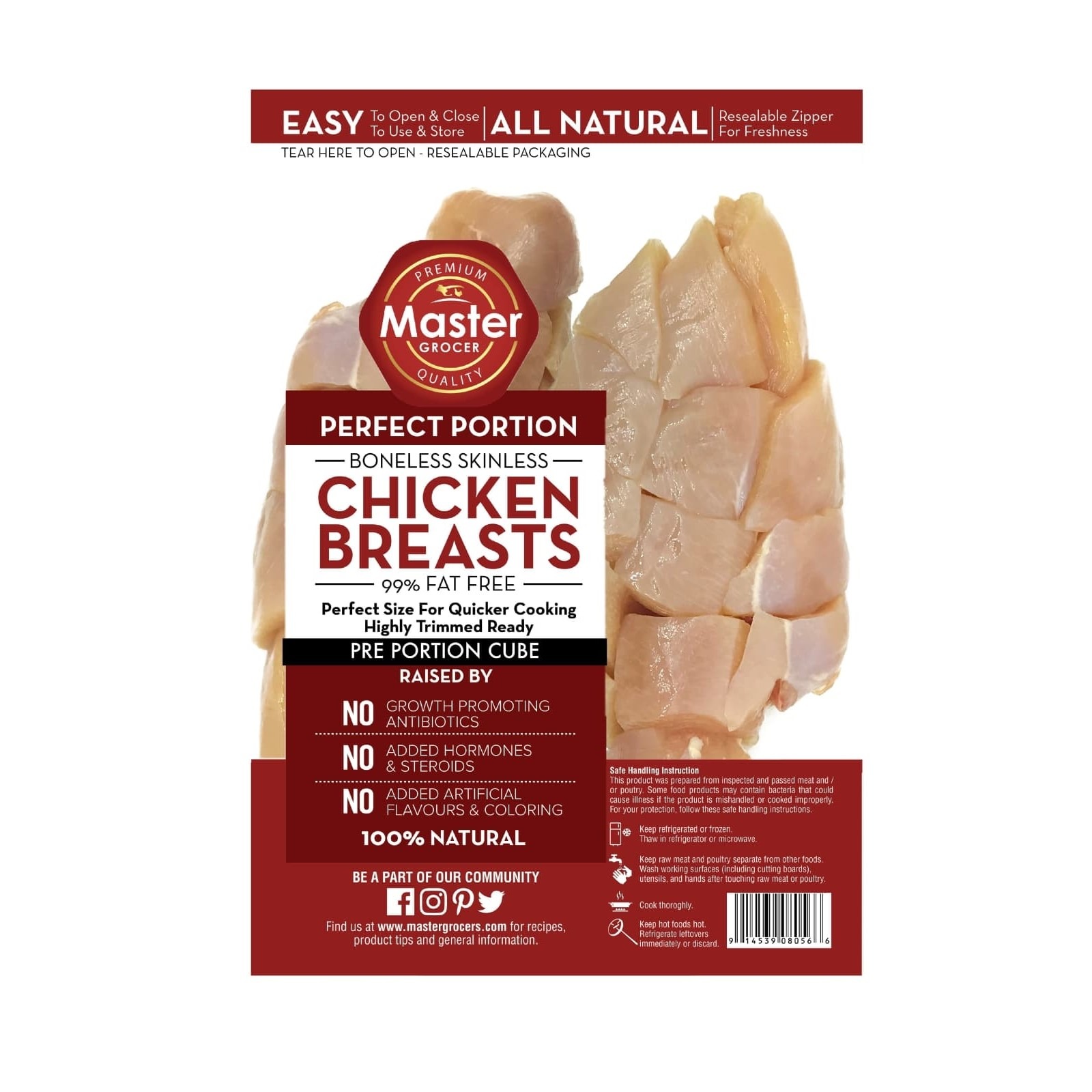 Master Grocer 99% Fat Free Chicken Breast Cube IQF 1kg Frozen | NTUC ...