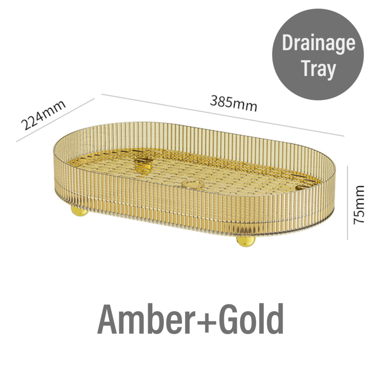 Sweet Home Light Luxury Drainage Tray (Amber+Gold) | NTUC FairPrice