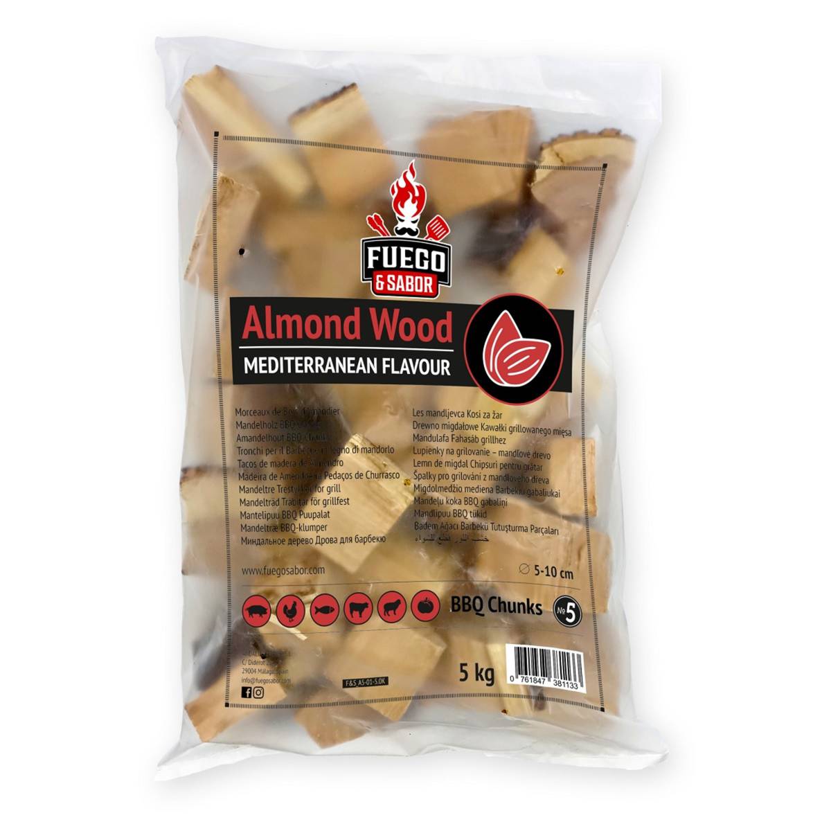 Fuego & Sabor BBQ Smoker Wood Chunks N5 (Almond) 5kg | NTUC FairPrice