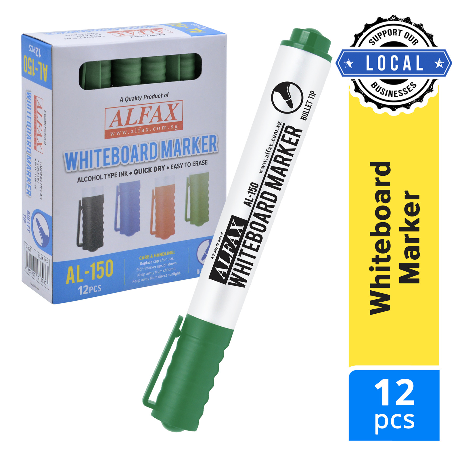 Alfax AL150 Whiteboard Marker Bullet Tip Green | NTUC FairPrice