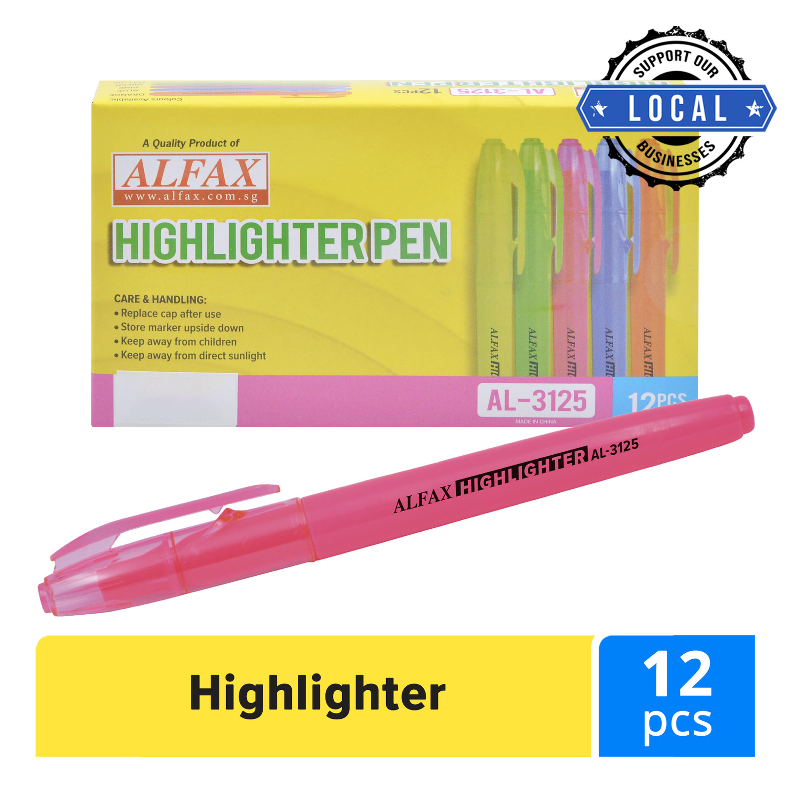 Alfax AL3125 Slim Highlighter Pink | NTUC FairPrice