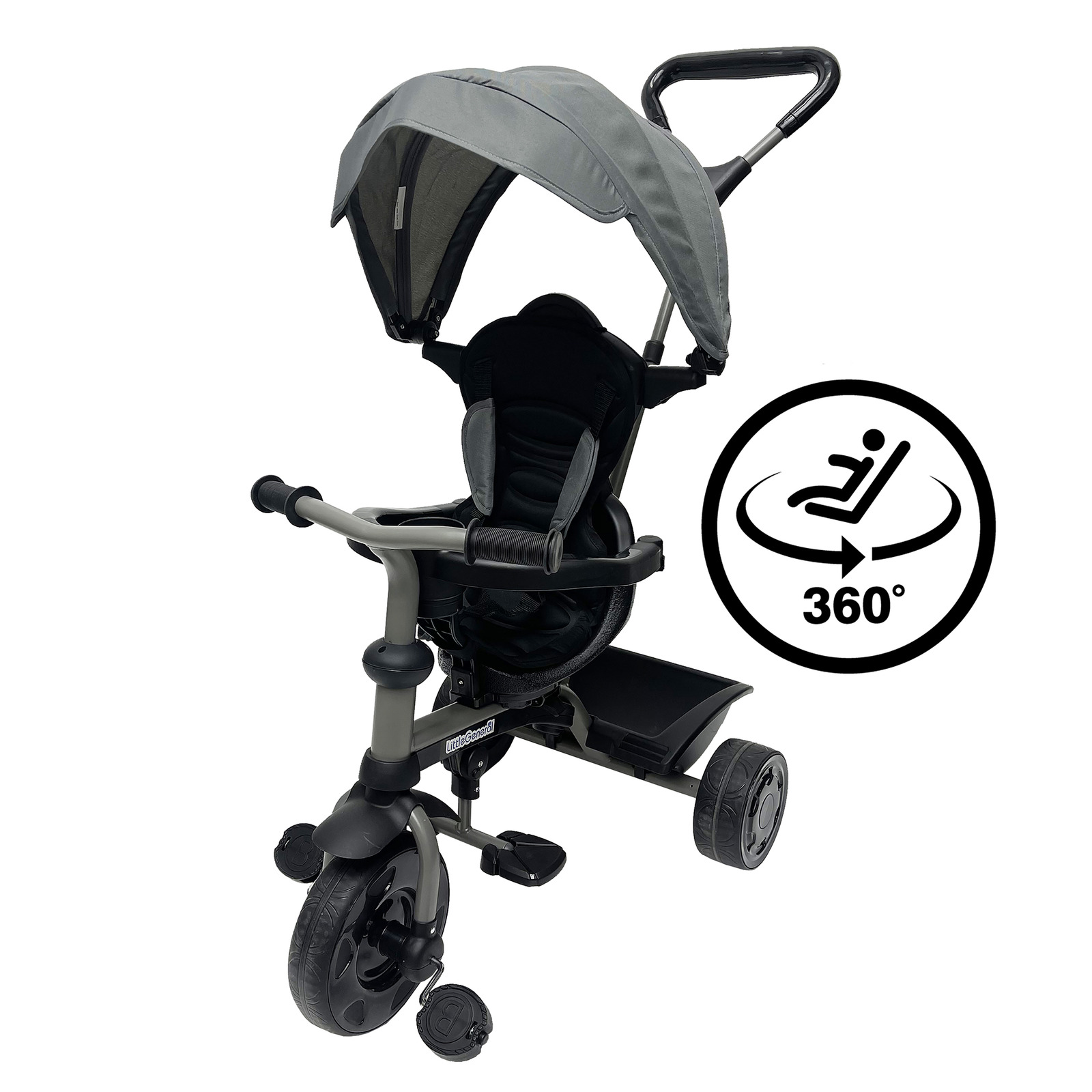 Lucky Baby Molti 4 In 1 Classic Tricycle - Grey/Black | NTUC FairPrice