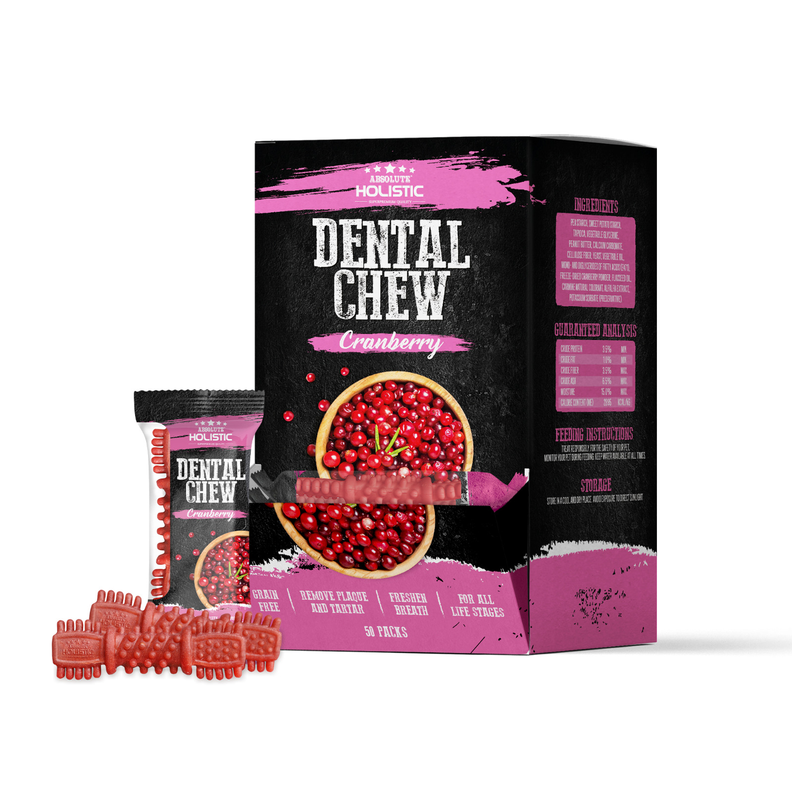 Absolute Holistic Dental Chew For Dogs - Cranberry | NTUC FairPrice