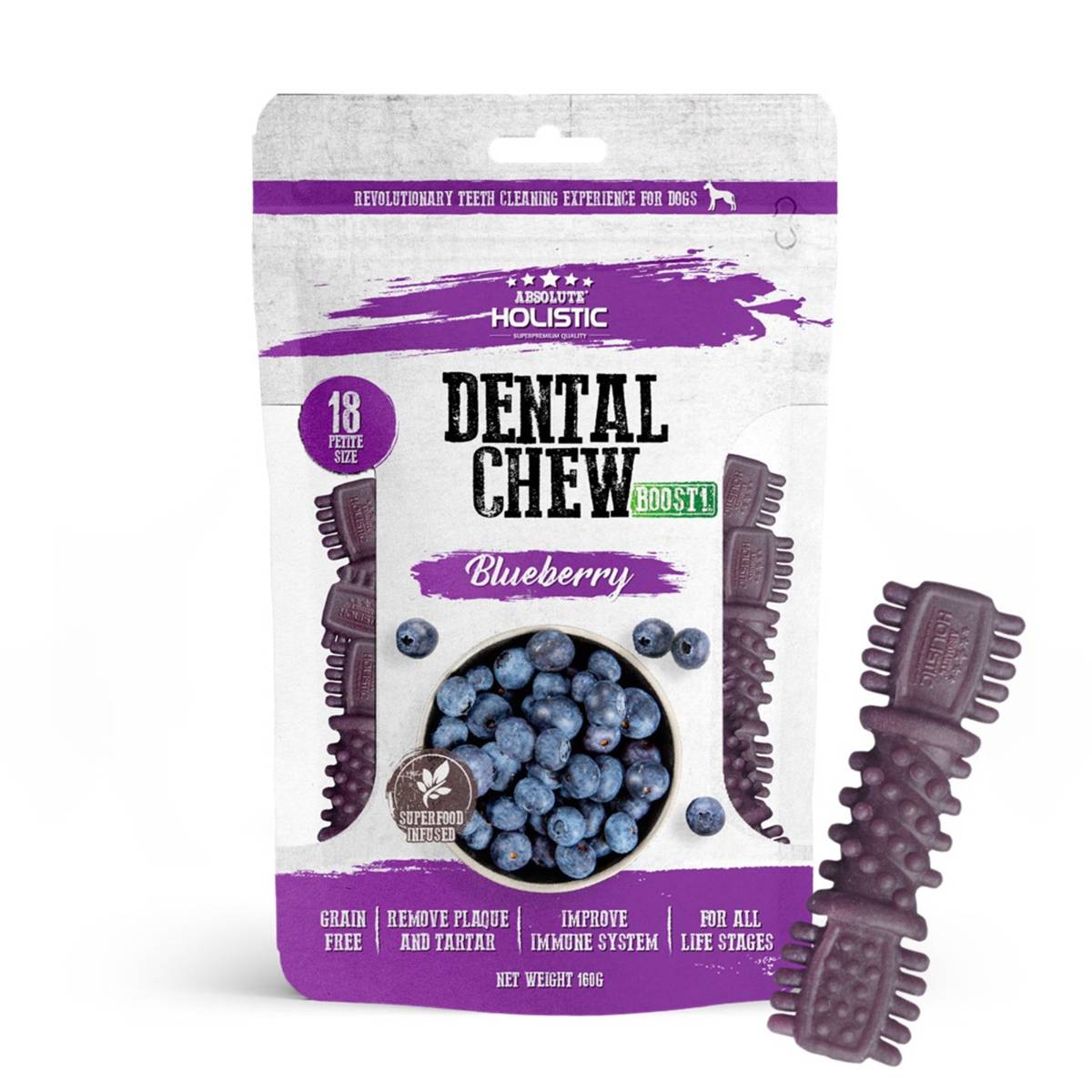 Absolute Holistic Blueberry Boost Dental Chew for Dogs | NTUC FairPrice