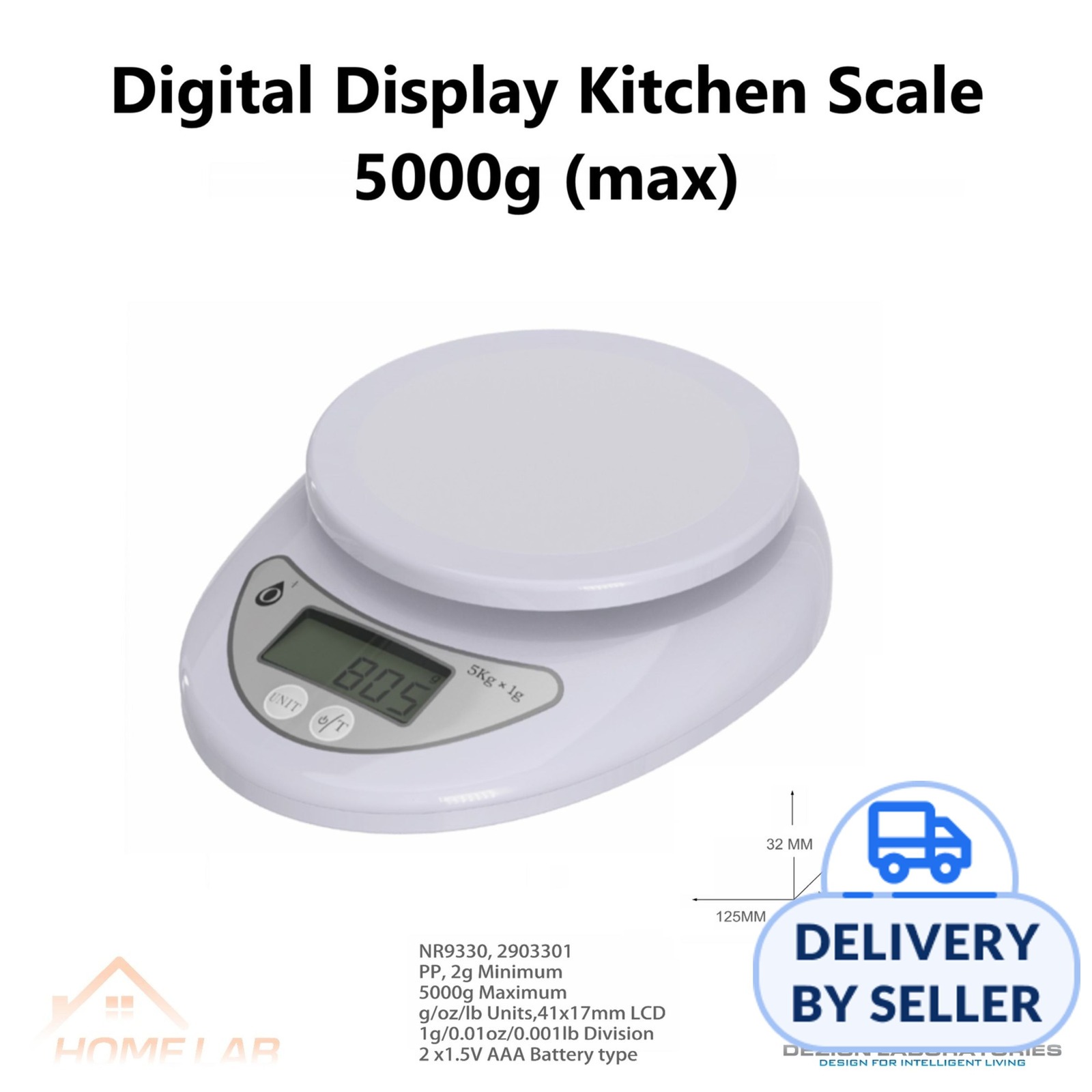 D.LAB Digital Display Kitchen Scale 5000g (NR9330) | NTUC FairPrice