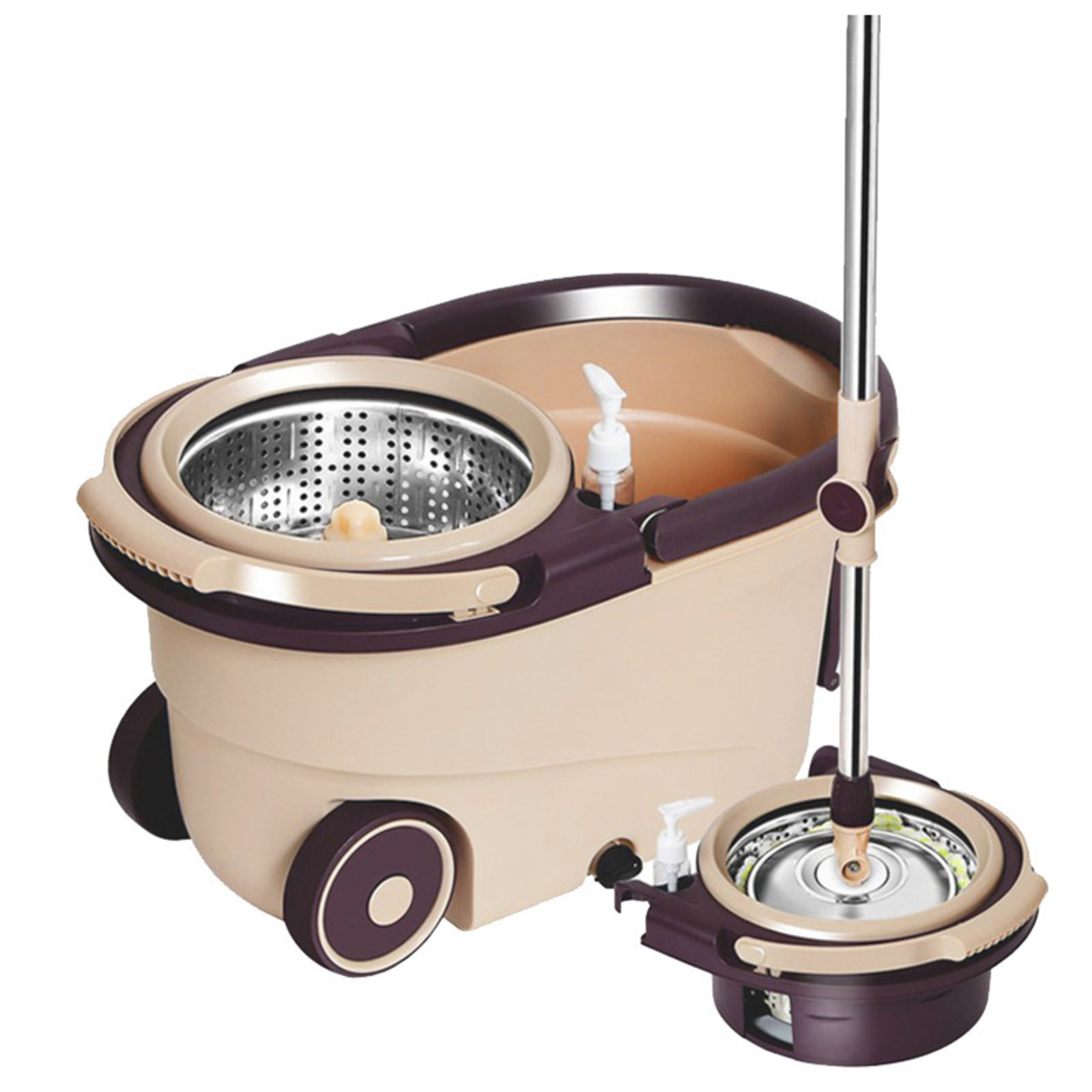 PurityWhite 2 head refill spin mop set beige | NTUC FairPrice