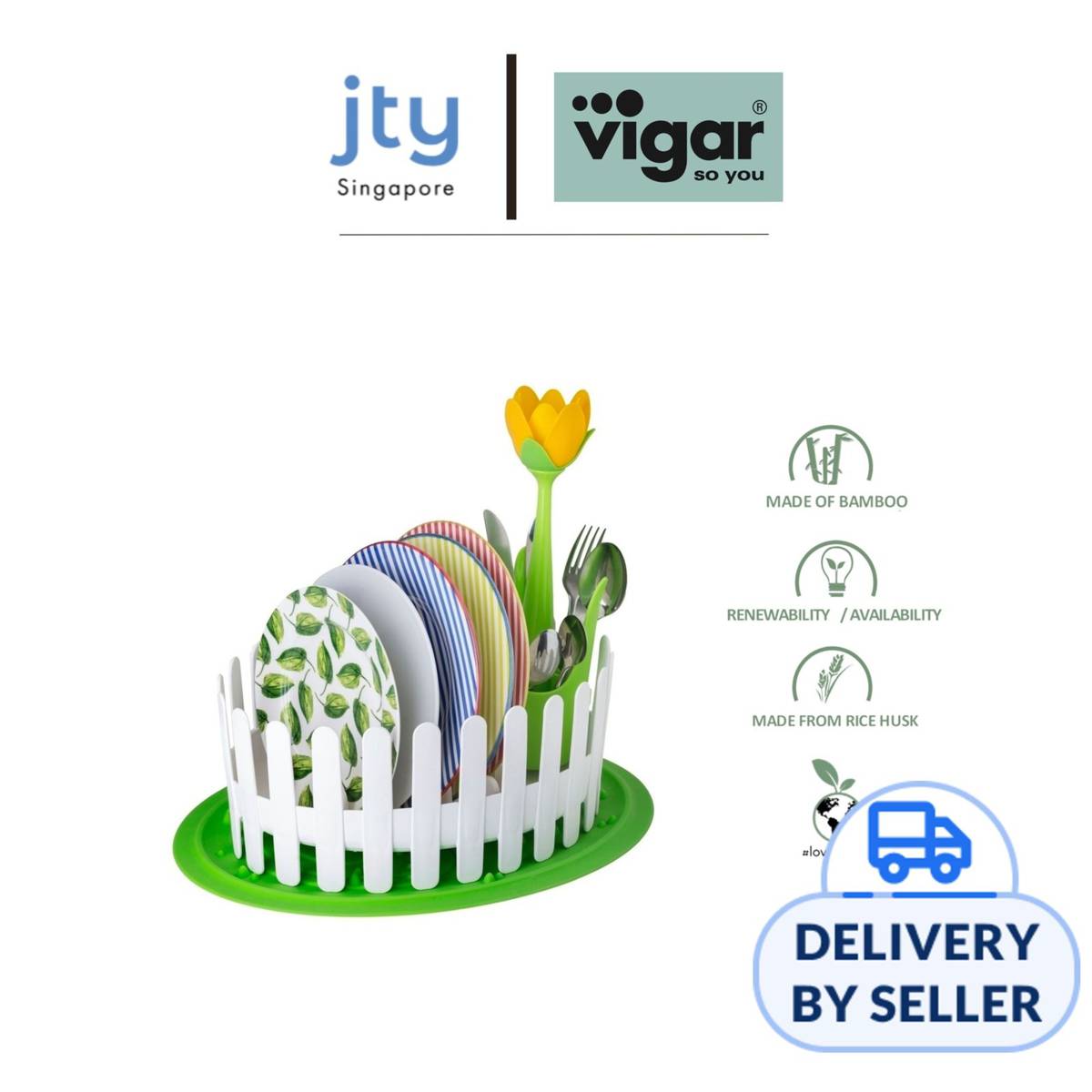 Vigar Flower Power Dish & Cutlery Drainer Set | NTUC FairPrice