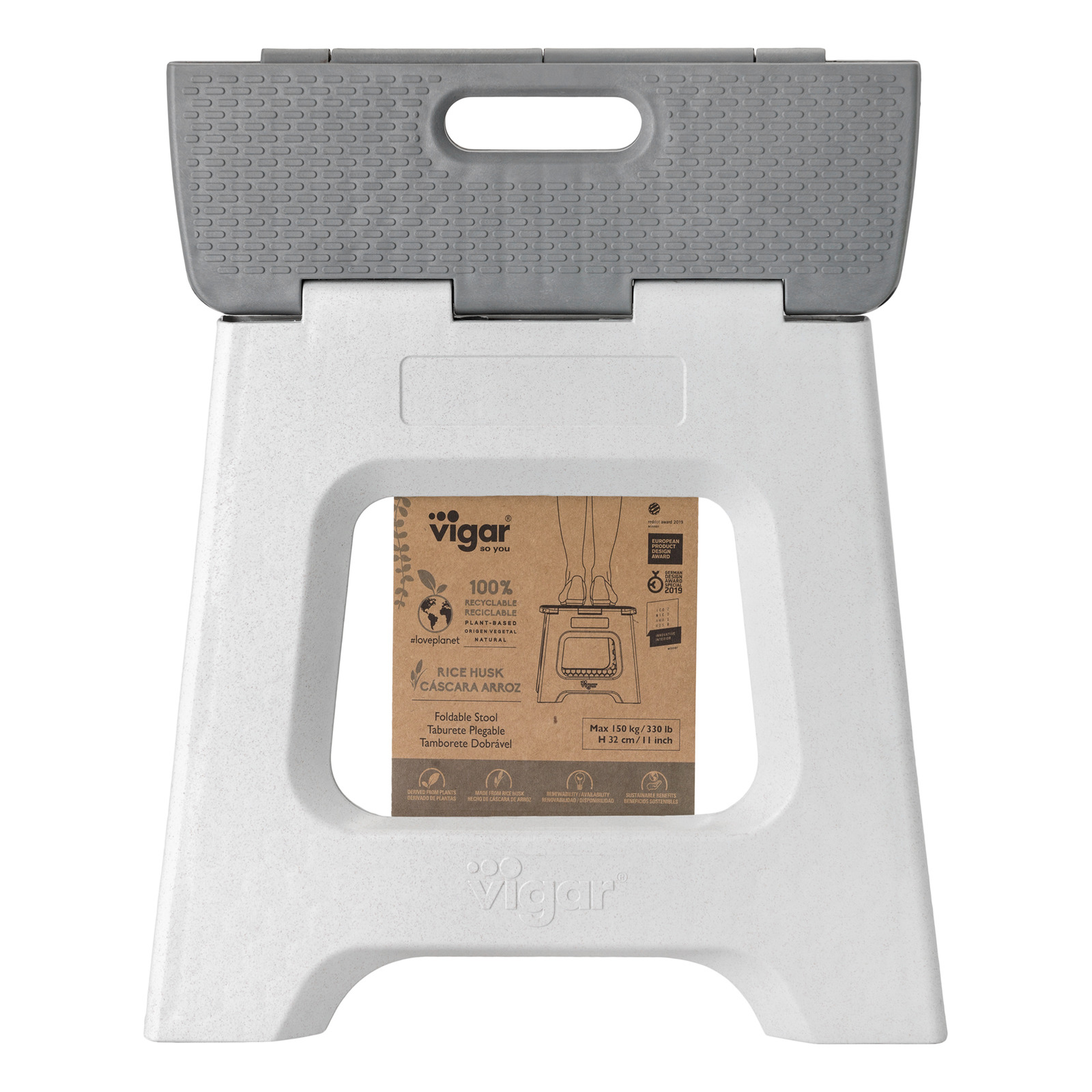 Vigar Zeroline Grey Foldable 32cm Stool | NTUC FairPrice