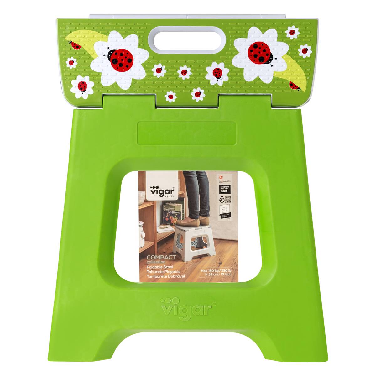 Vigar Compact Ladybug On Top Foldable 32cm Stool | NTUC FairPrice