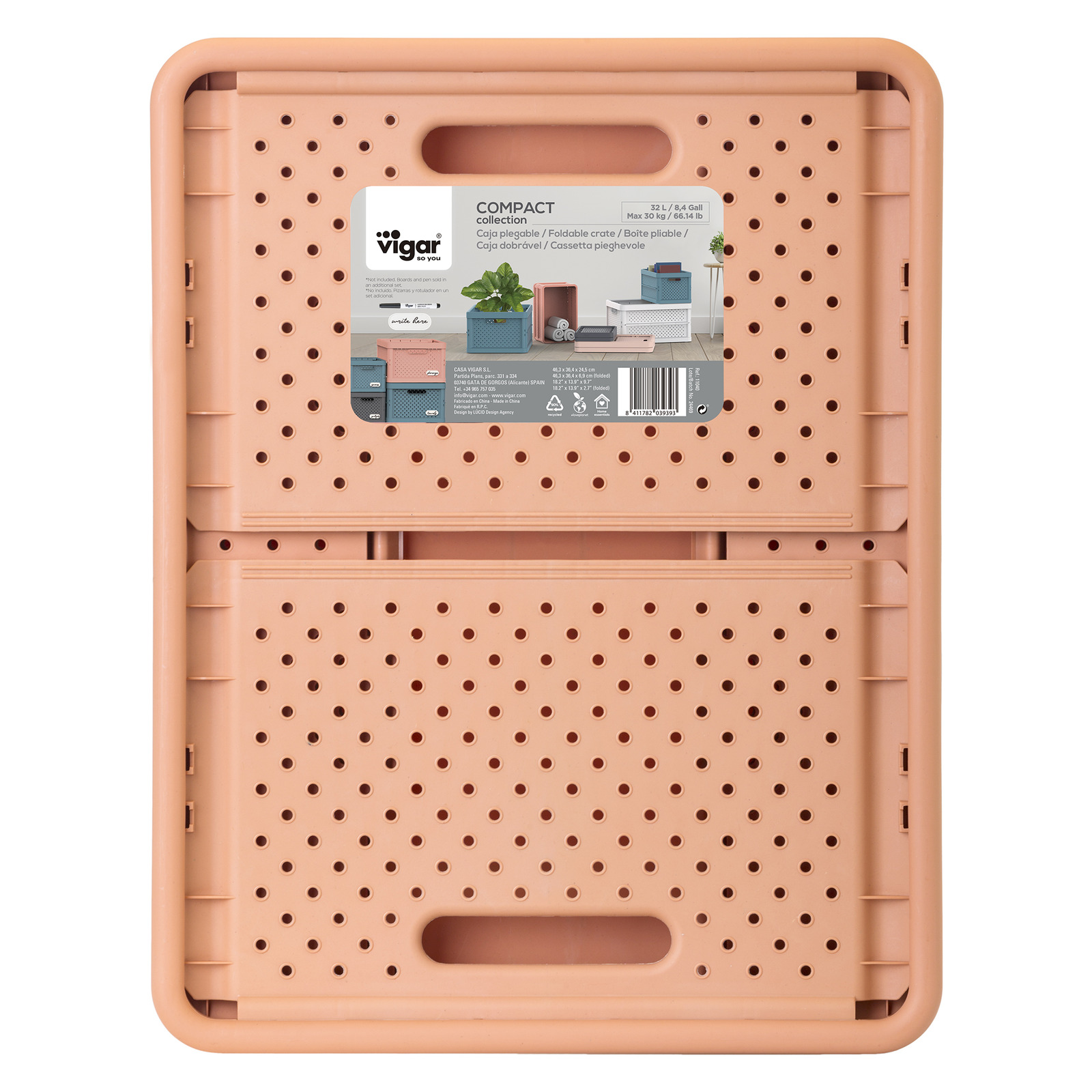 Vigar 32L Compact Sunrise Orange Foldable Crate | NTUC FairPrice