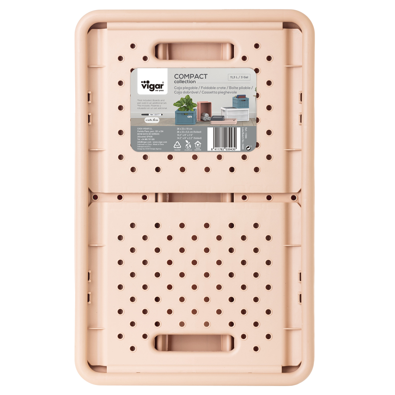 Vigar 11.3L Compact Peach Pink Foldable Crate | NTUC FairPrice