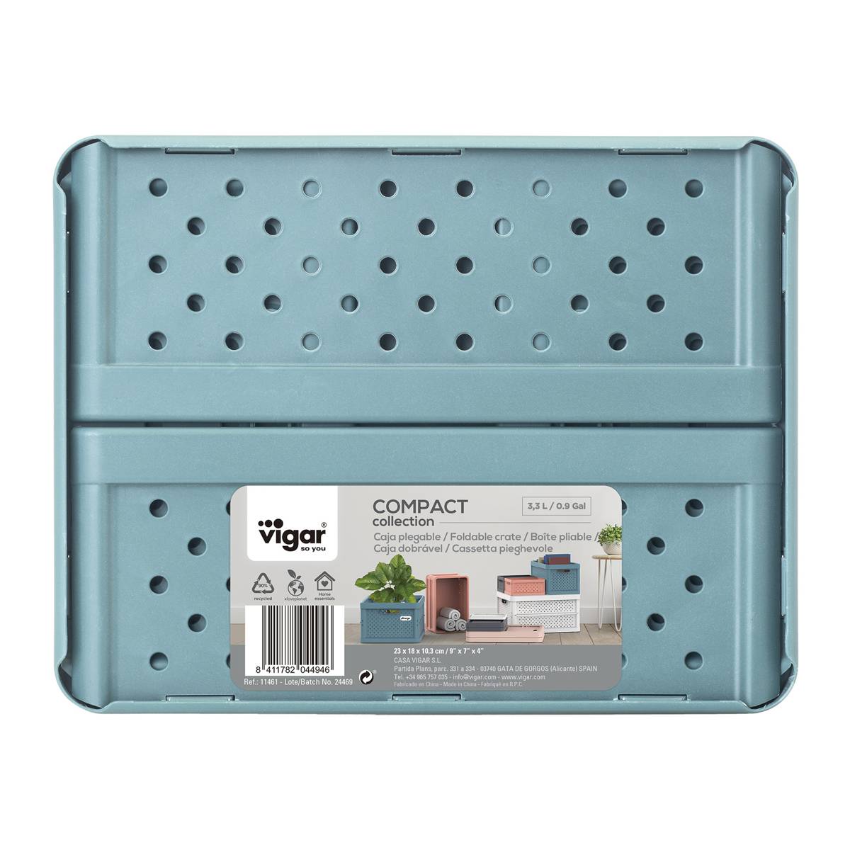 Vigar 3.3L Compact Stone Blue Foldable Crate | NTUC FairPrice