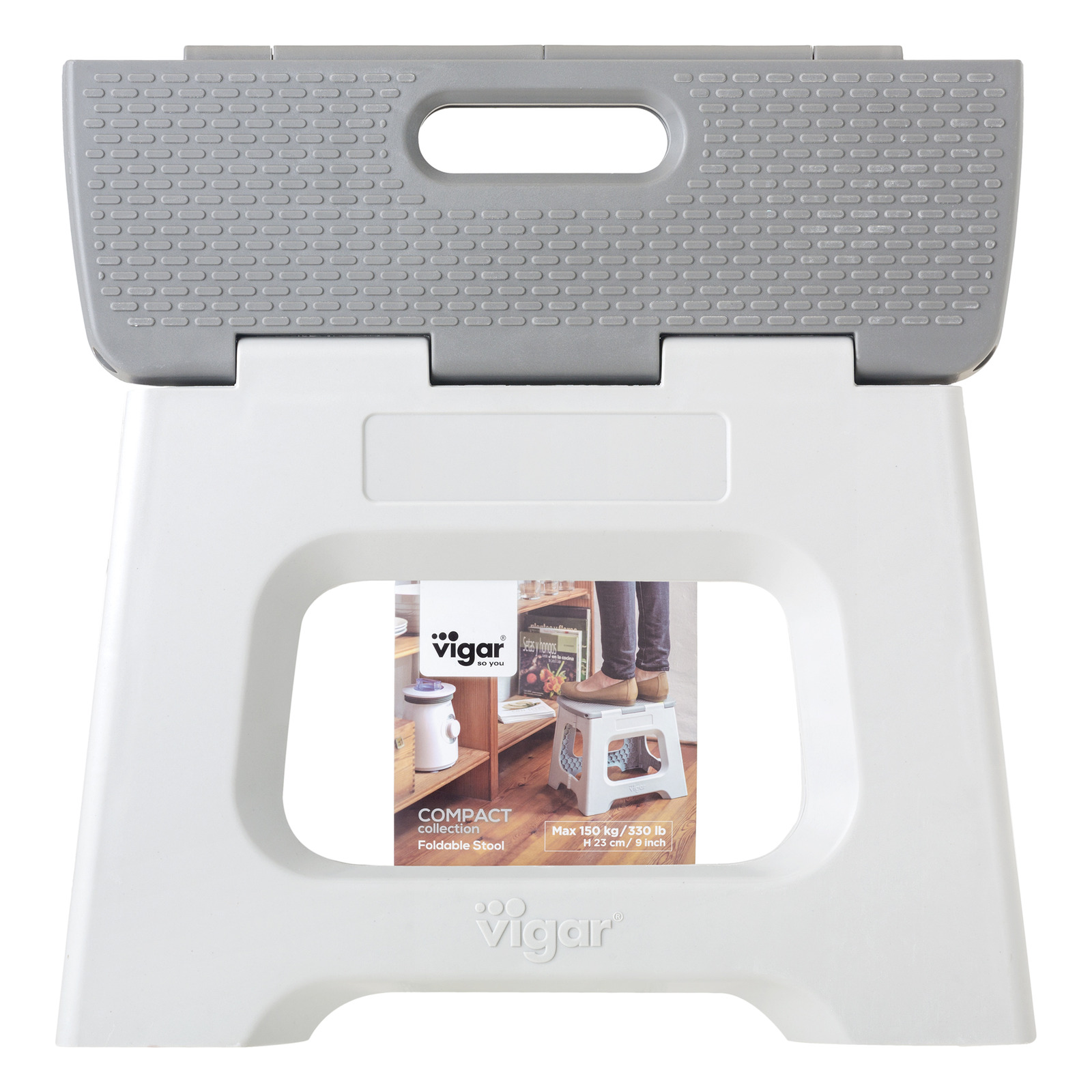 Vigar Compact Grey Foldable 23cm Stool | NTUC FairPrice