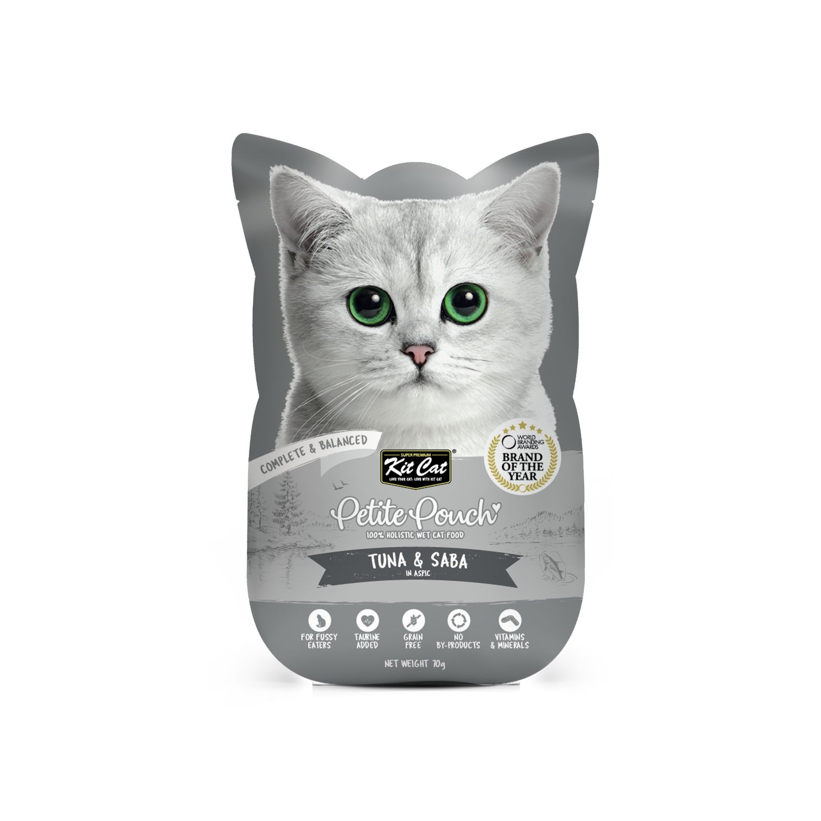 Kit Cat Petite Pouch For Cats - Tuna & Saba in Aspic | NTUC FairPrice
