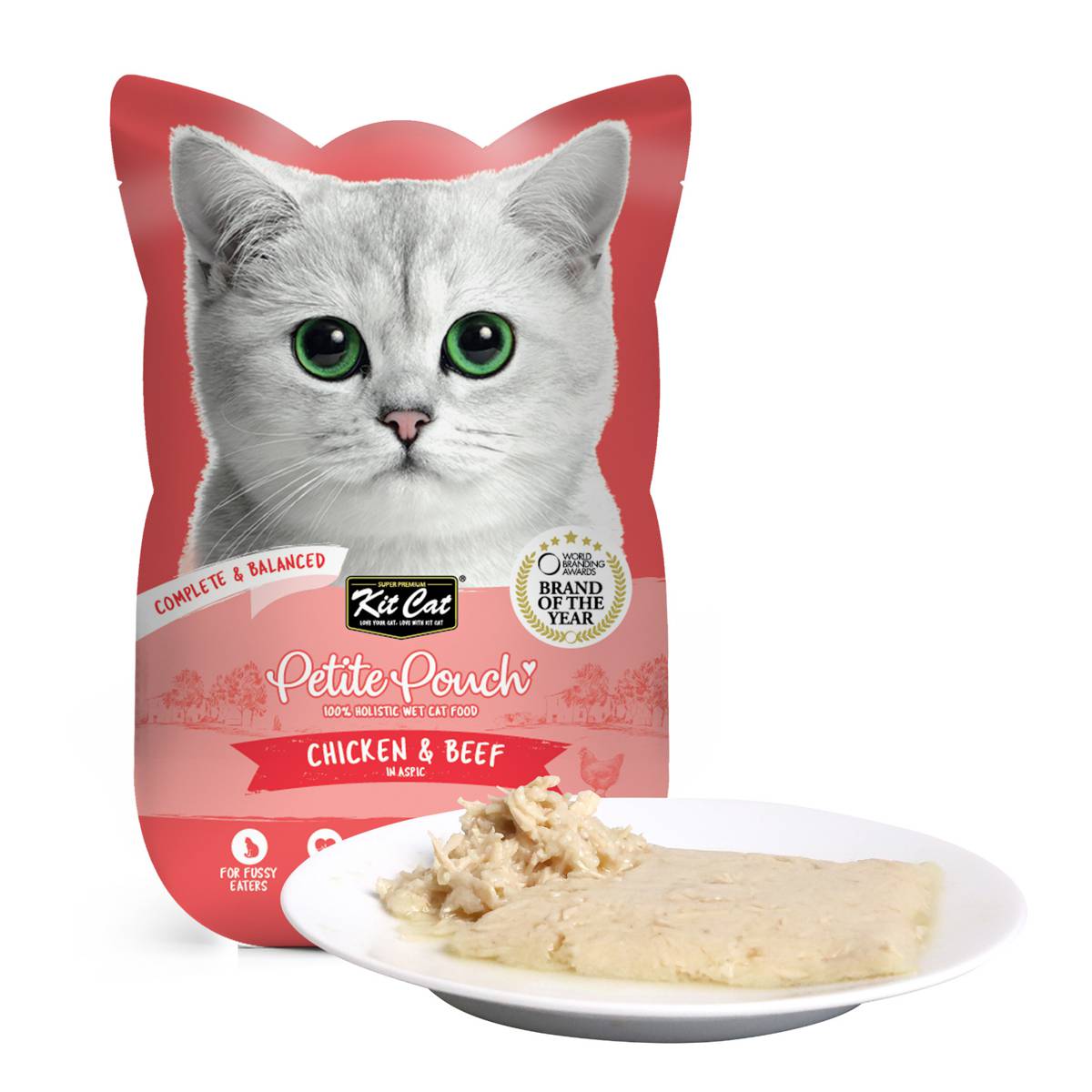 Kit Cat Petite Pouch For Cats - Chicken & Beef in Aspic | NTUC FairPrice