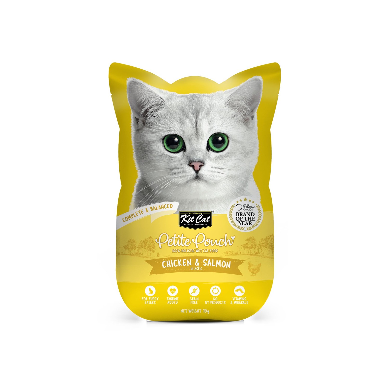 Kit Cat Petite Pouch For Cats - Chicken & Salmon in Aspic | NTUC FairPrice