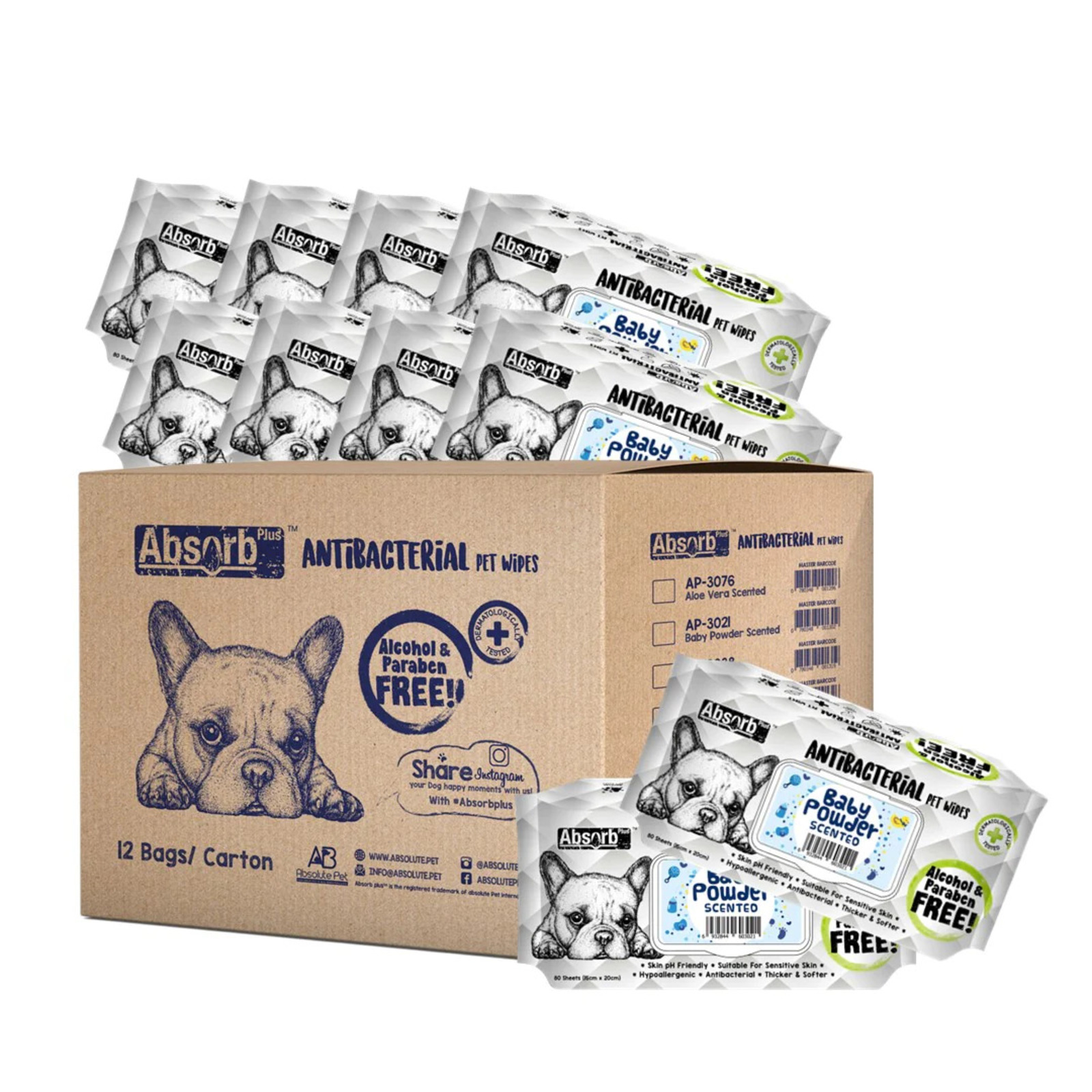 Absorb Plus Antibacterial Pet Wipes - Baby Powder ,Carton Dea | NTUC ...